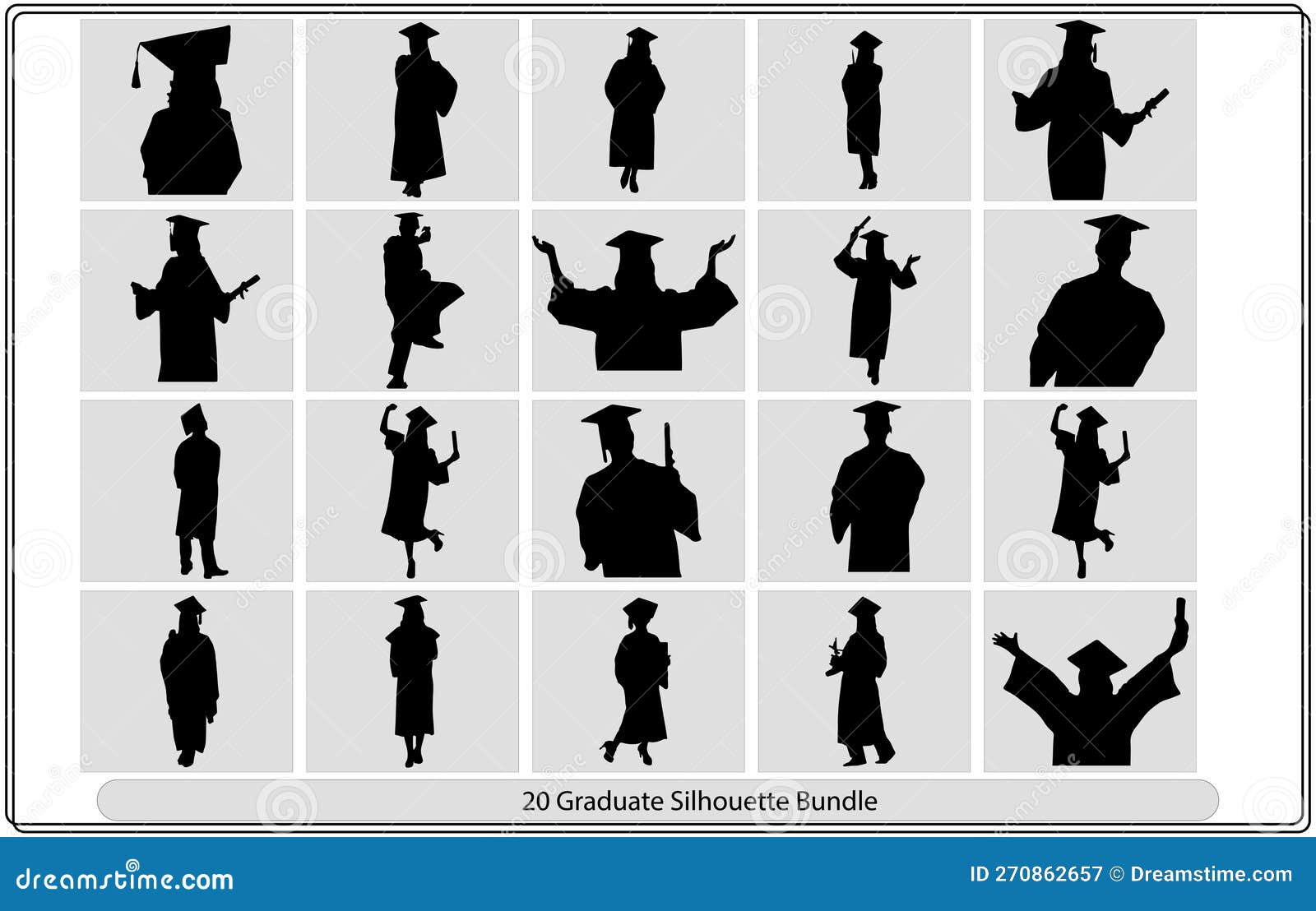 Graduates Celebrating Silhouettes in Different Poses,Happy Graduate ...