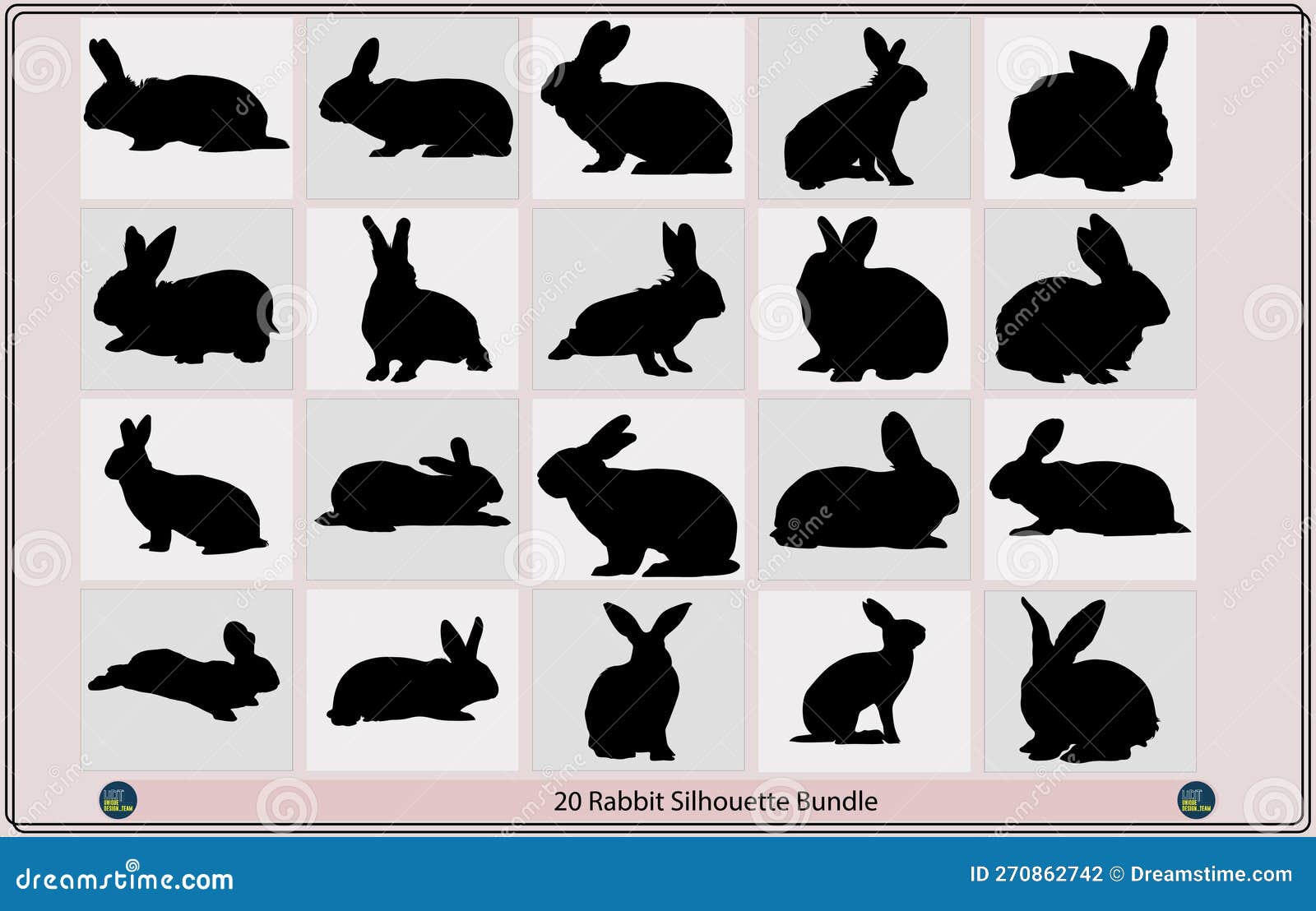 Set of Different Rabbits Silhouettes for Design Use. Stock Vector ...