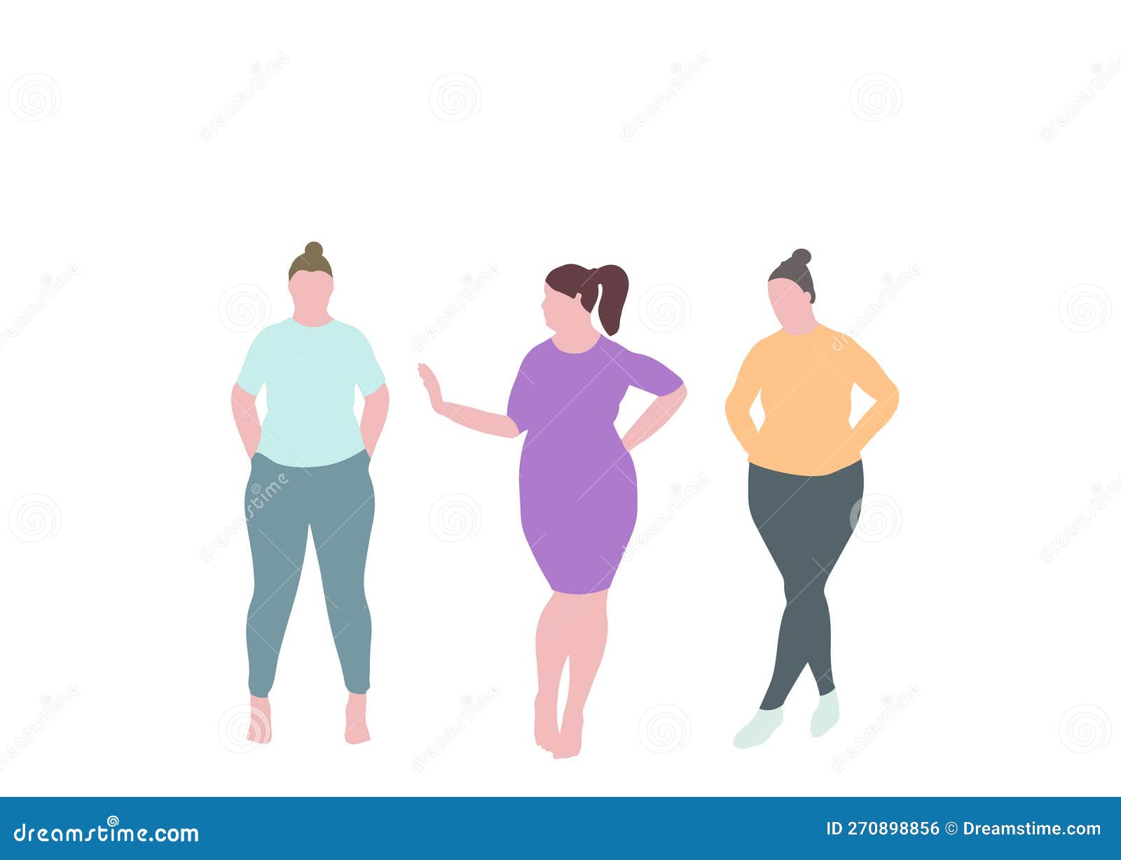 Colorful Overweight Women Silhouette Drawing Stock Vector ...
