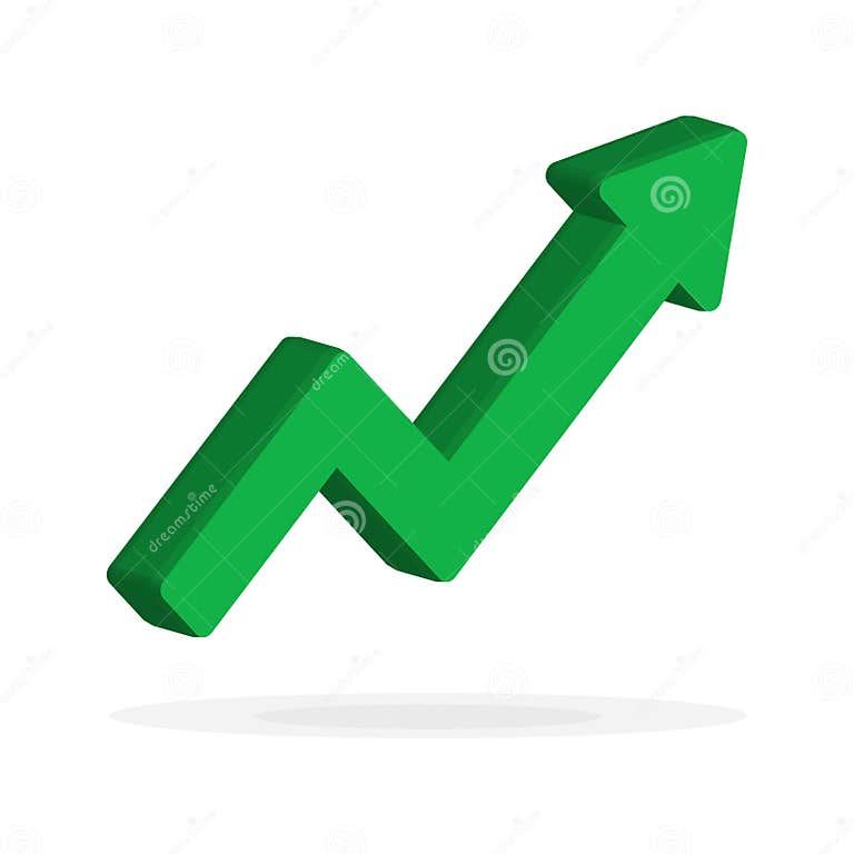 Growing Business 3d Green Arrow on White. Profit Arow Vector ...