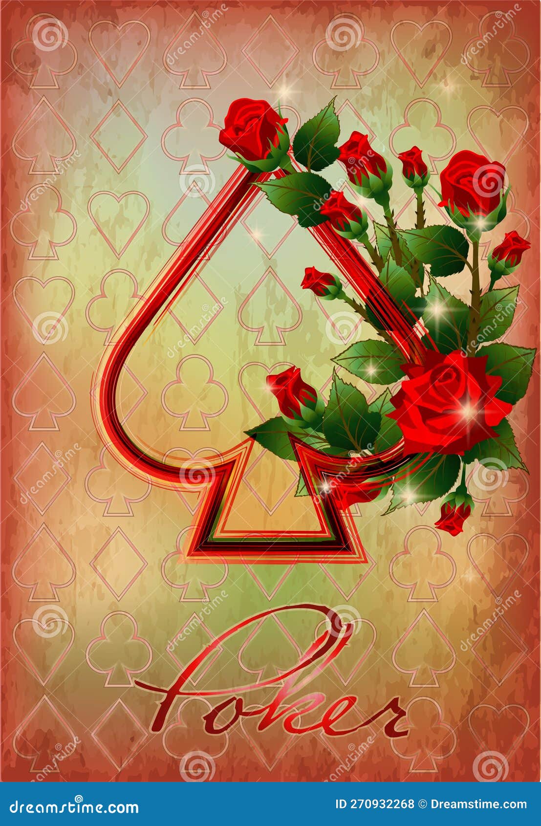 Spades Poker Card with Rose Flowers. Vector Stock Vector - Illustration ...