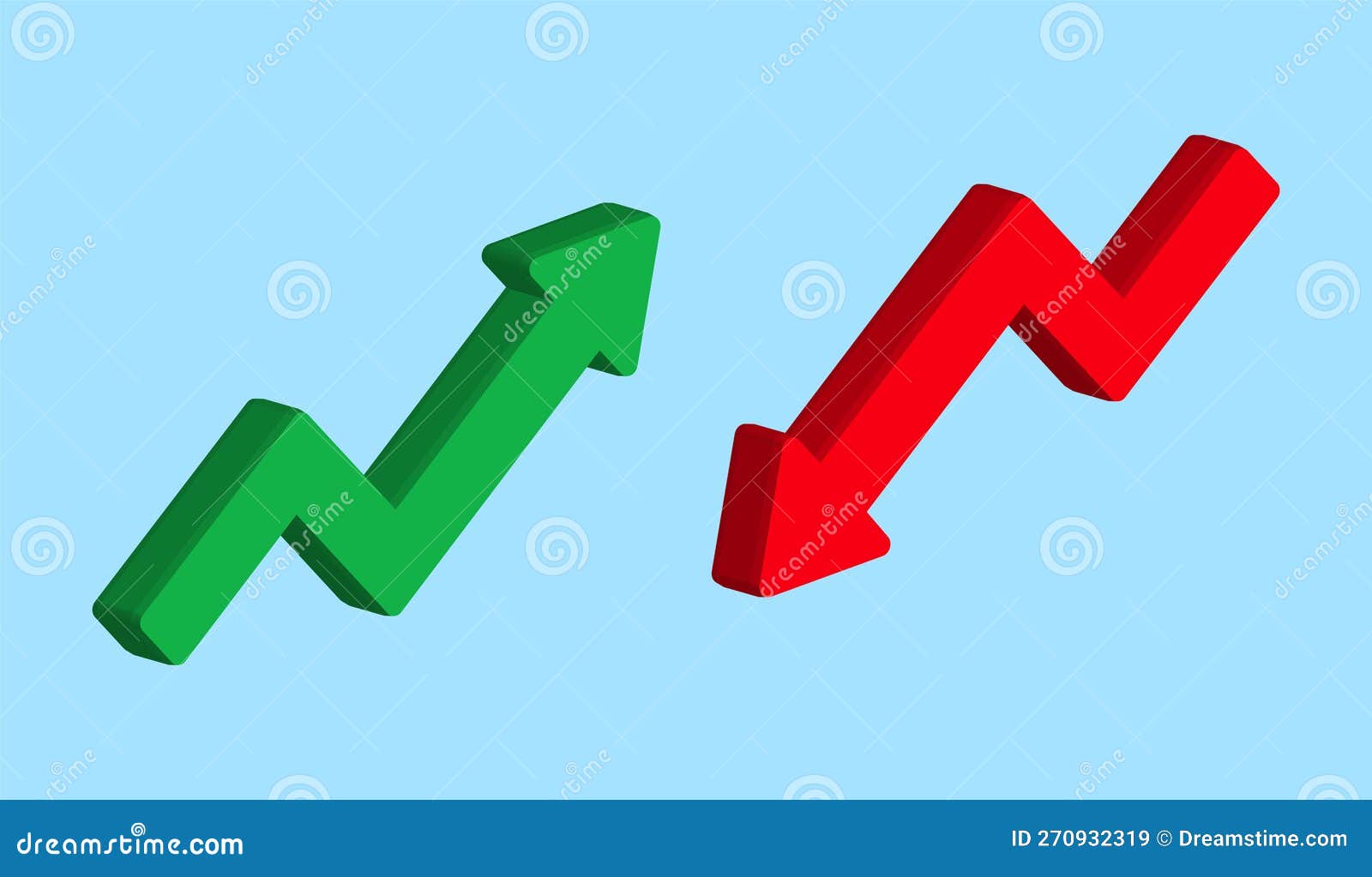 3d Up and Down Sign with Green and Red Arrows Vector on Blue. Design ...