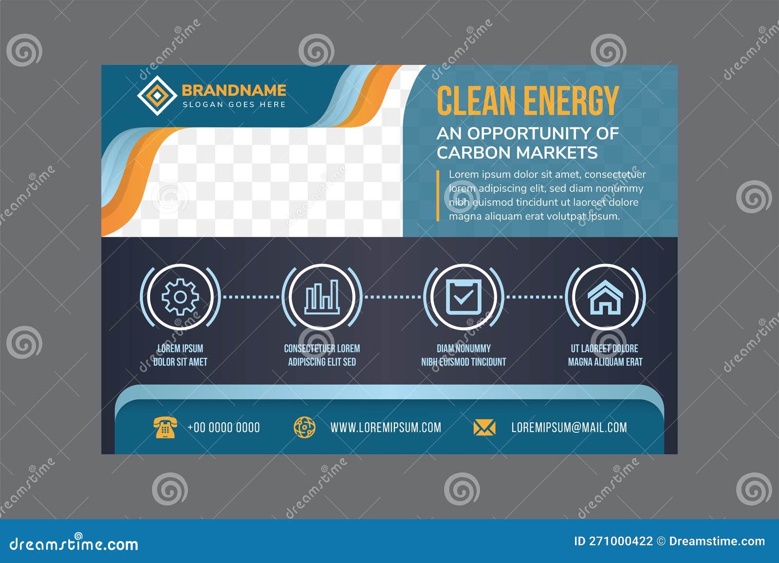 Clean Energy of Carbon Market Flyer Design Template with Rectangle ...