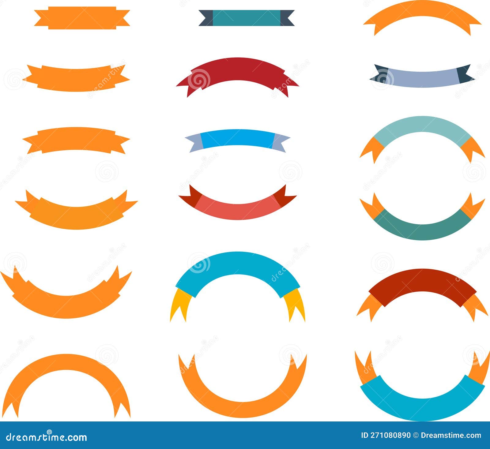 Ribbon Bright Color Silhouette Icons Set. Stock Vector - Illustration ...