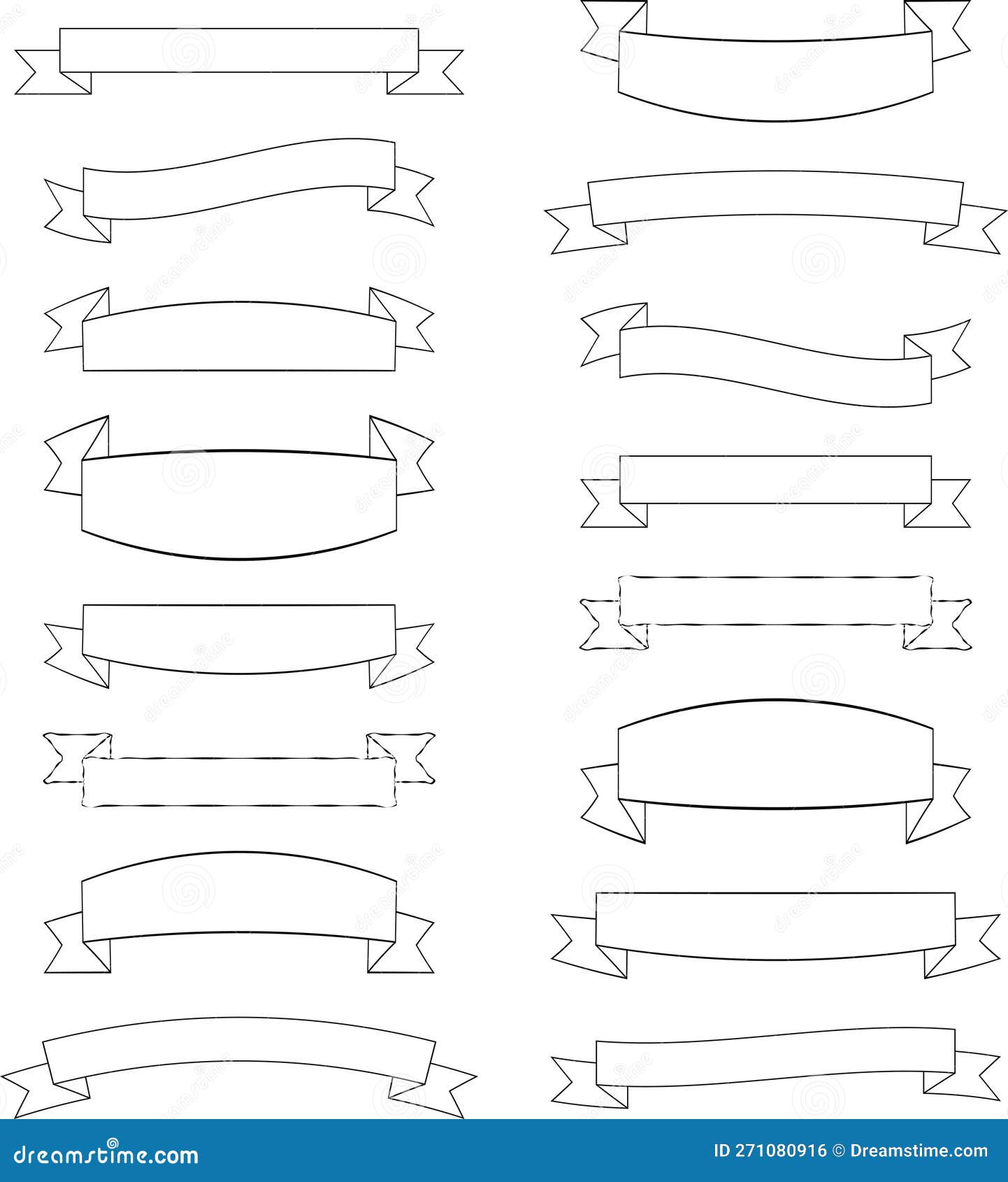 Ribbon Silhouette Icons Set. Web Sign Kit of Text Banner Stock Vector ...