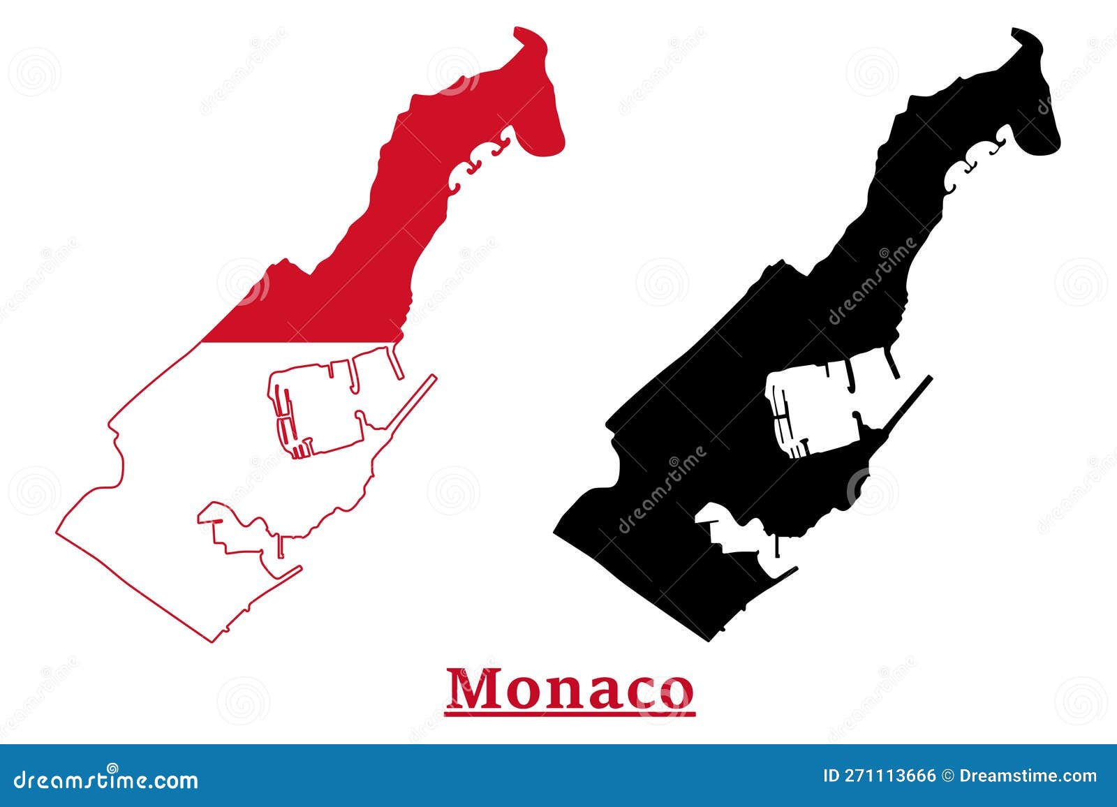 Monaco National Flag Map Design Stock Vector - Illustration of ...