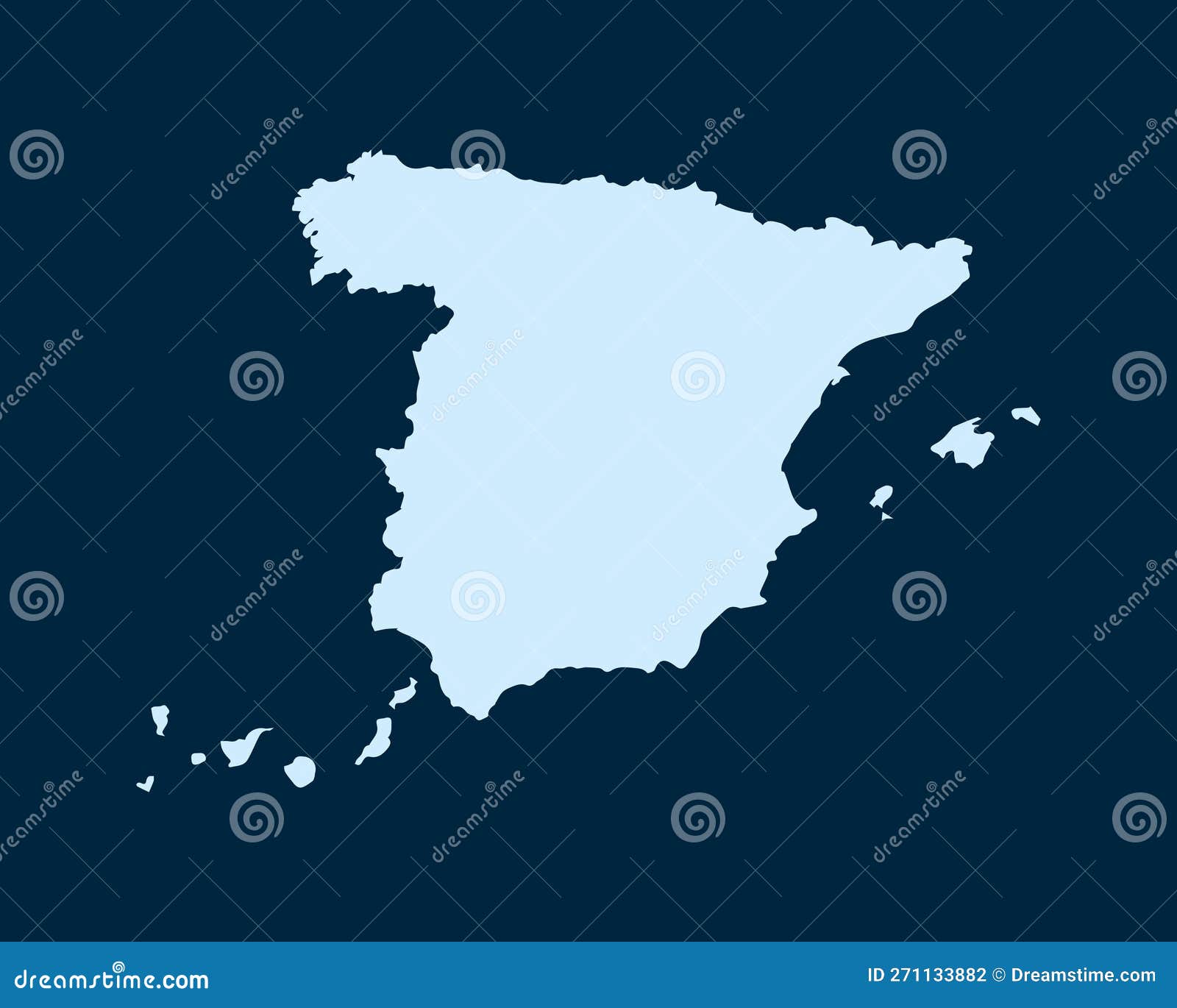 Light Blue Design Concept of Country Spain Map Isolated on Dark Green ...