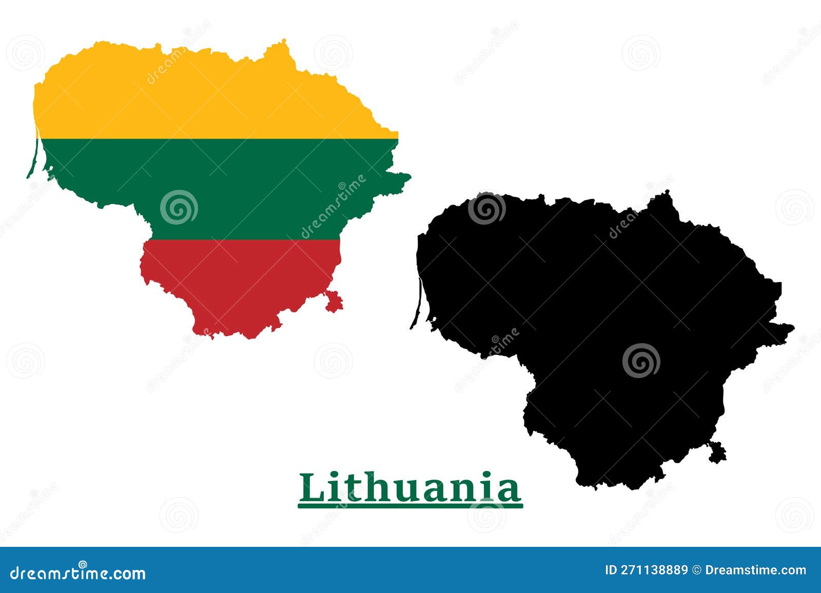 Lithuania National Flag Map Design Stock Vector - Illustration of ...