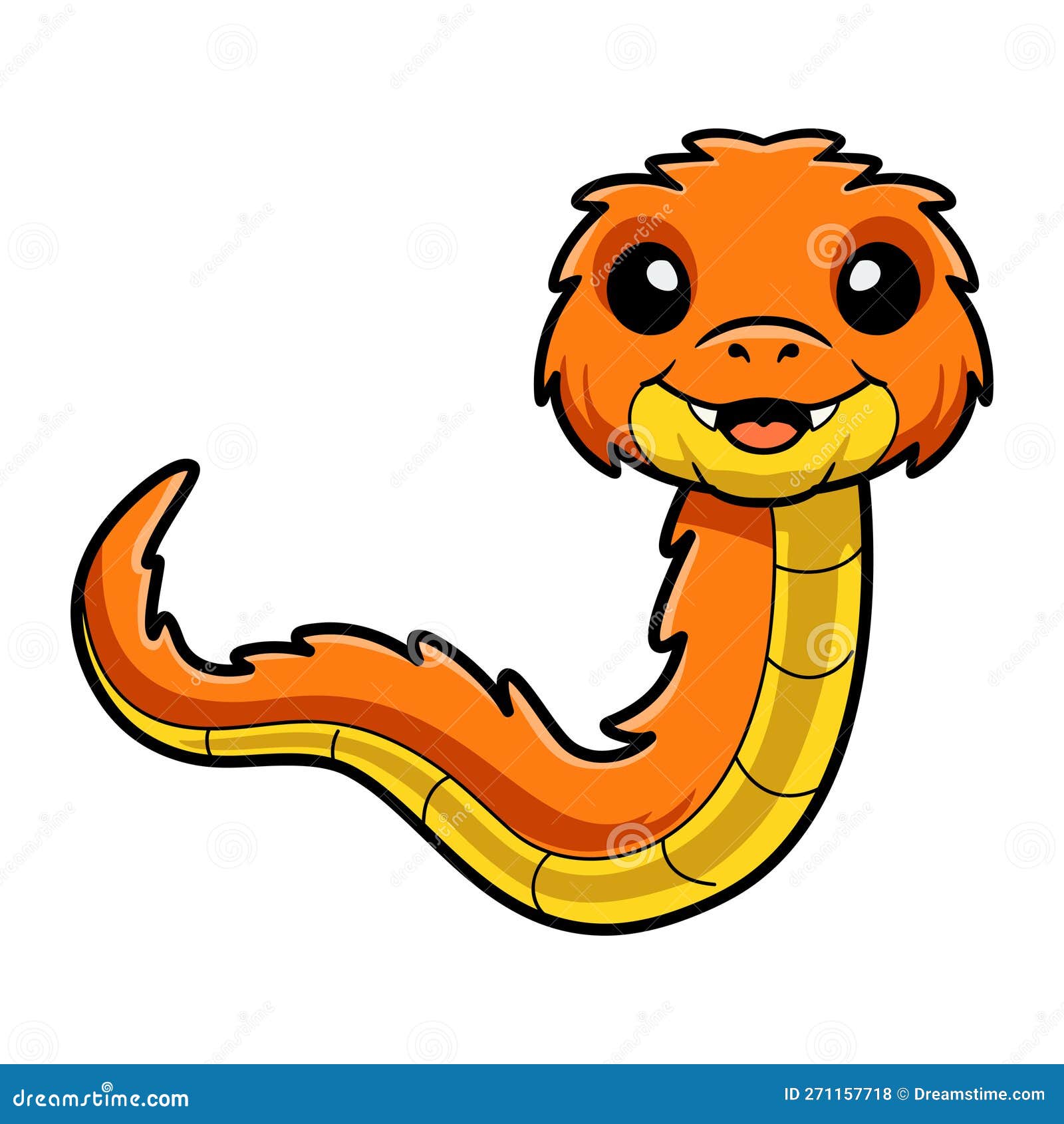 Cute Orange Spiny Bush Viper Cartoon Stock Vector - Illustration of ...