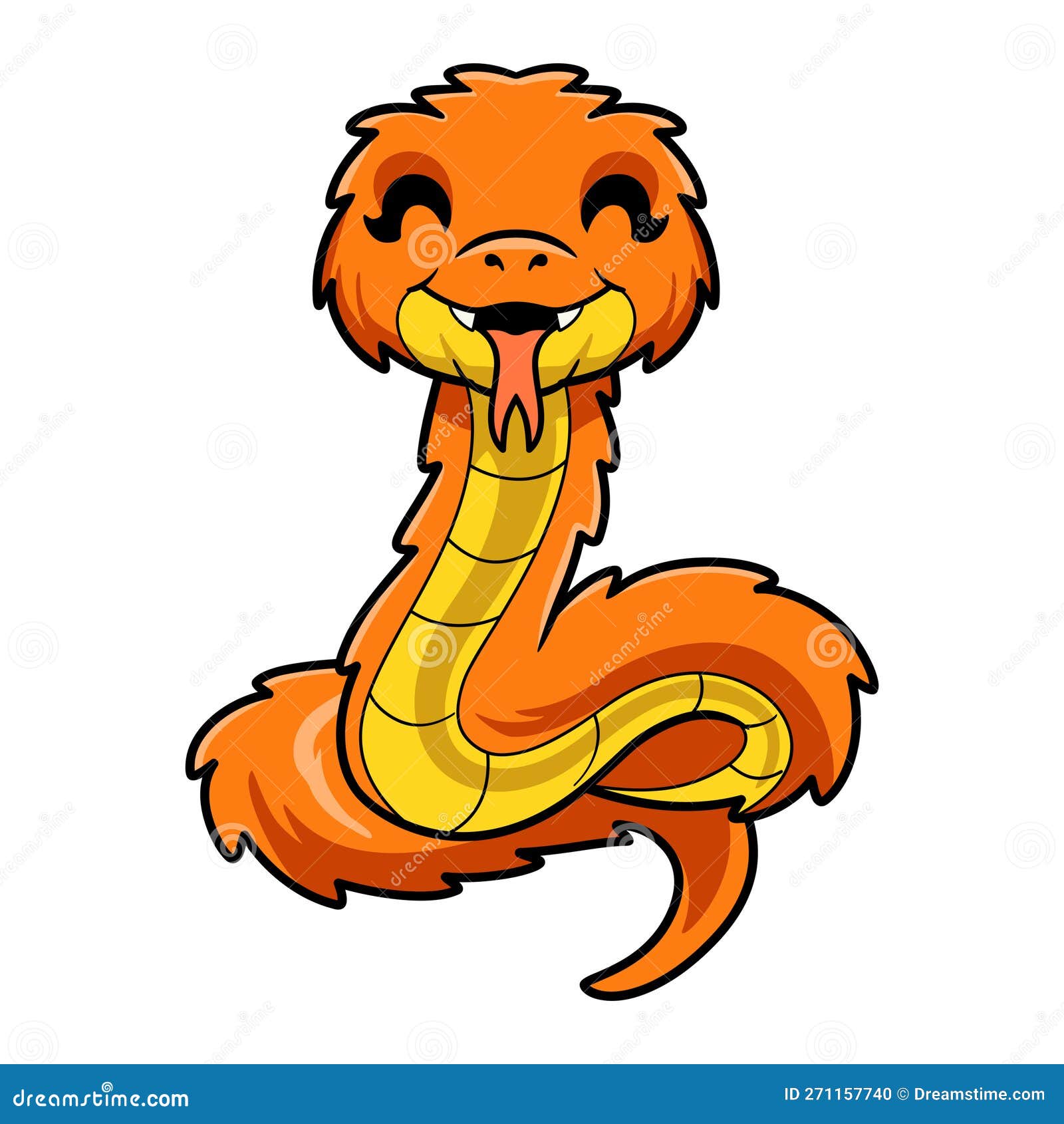 Cute Orange Spiny Bush Viper Cartoon Stock Vector - Illustration of ...