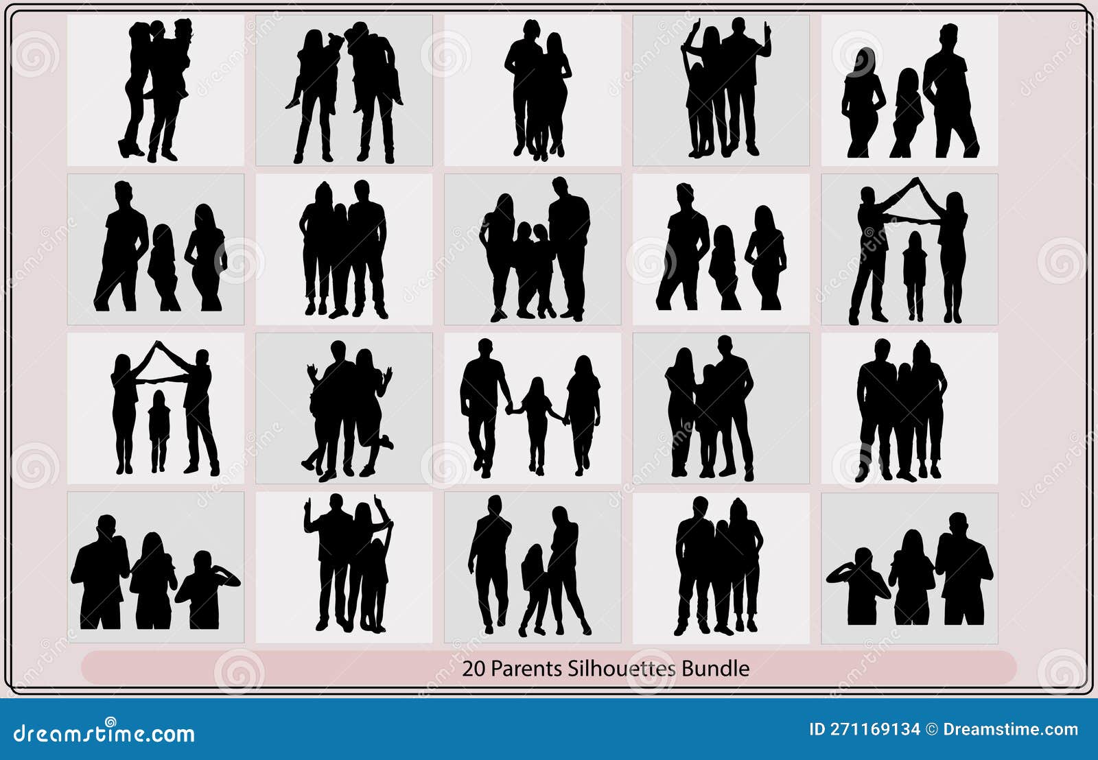Silhouettes Of Parents With Children On An Abstract Background ...