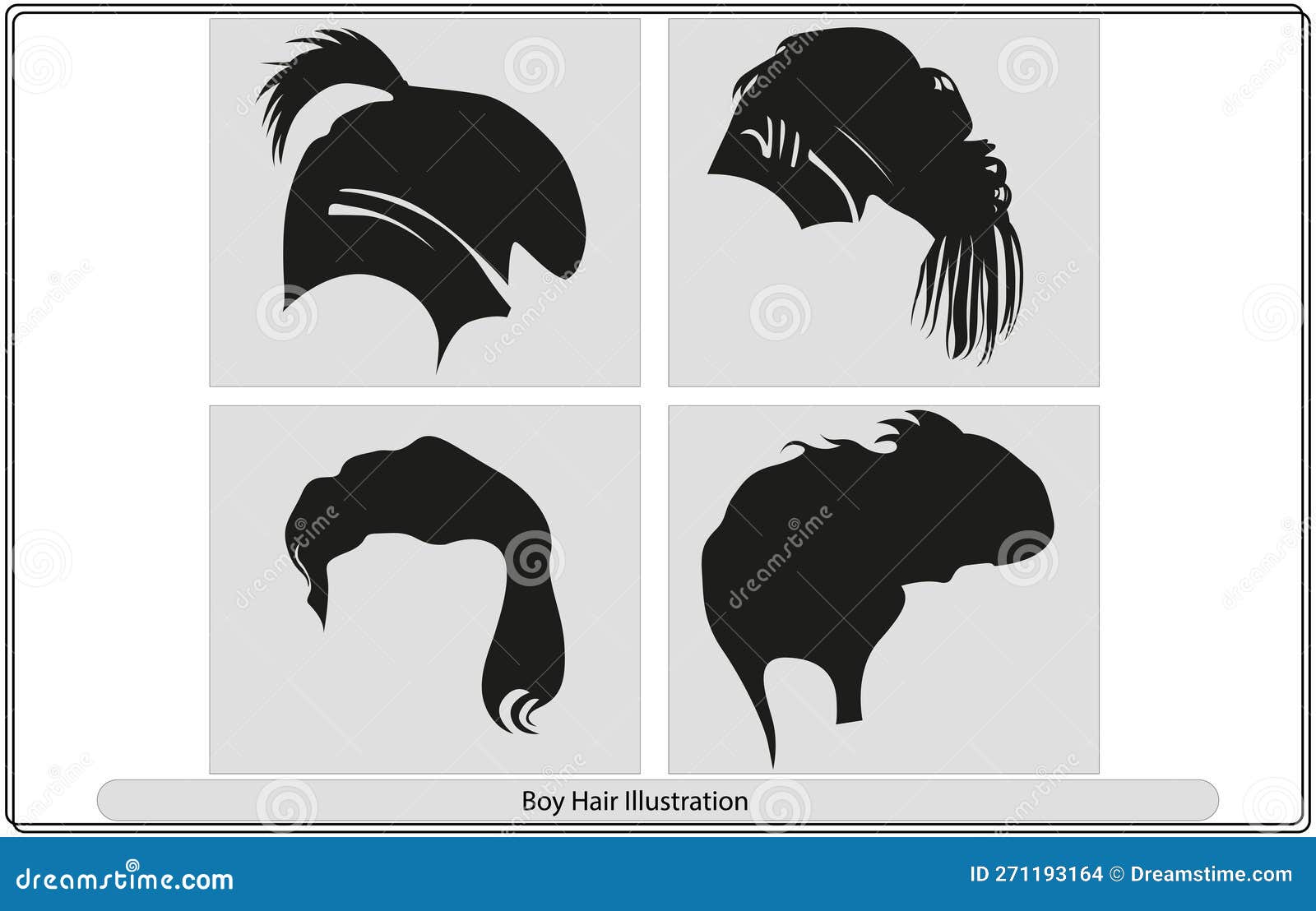 Male Long Hair Illustration Vector Bundle Collection Stock Vector ...