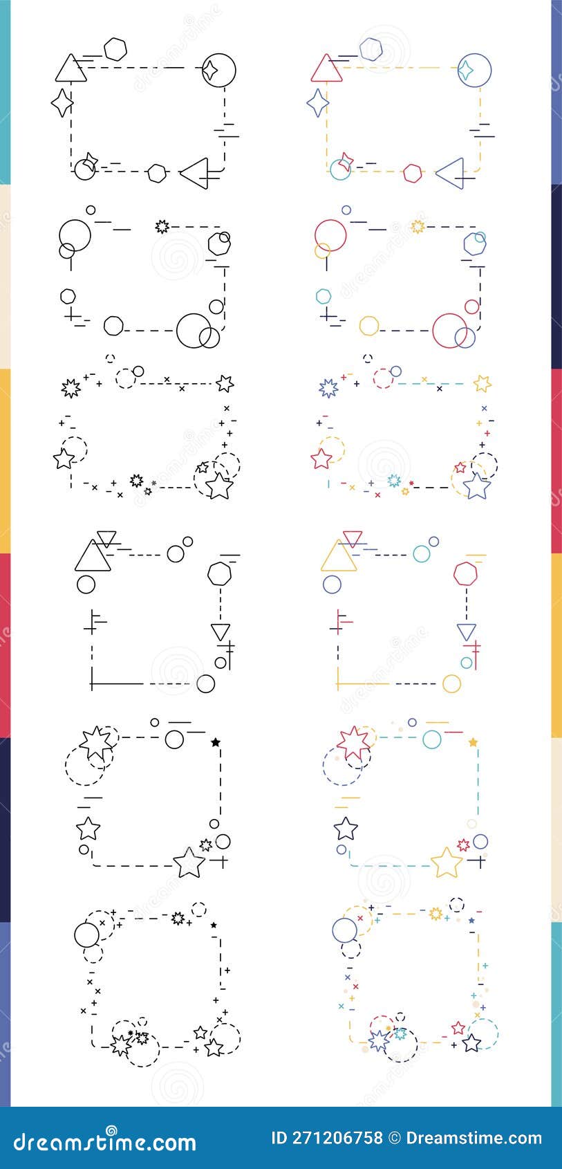 Geometric Shape Borders Outline in Memphis Design Style. Stock Vector ...