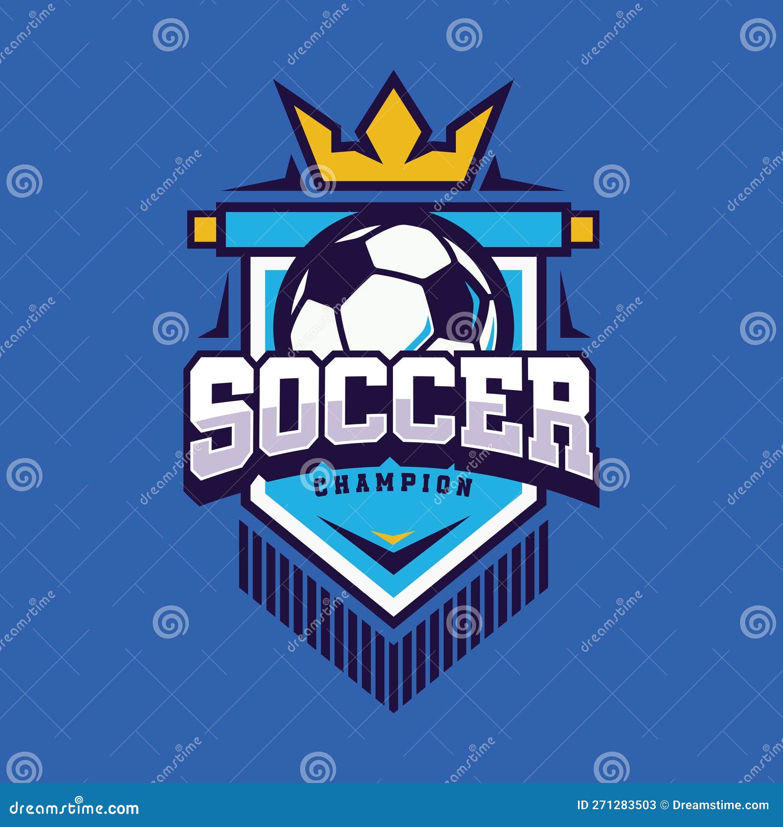 Soccer Blue Color Football Badge Logo Design Templates Sport Team ...