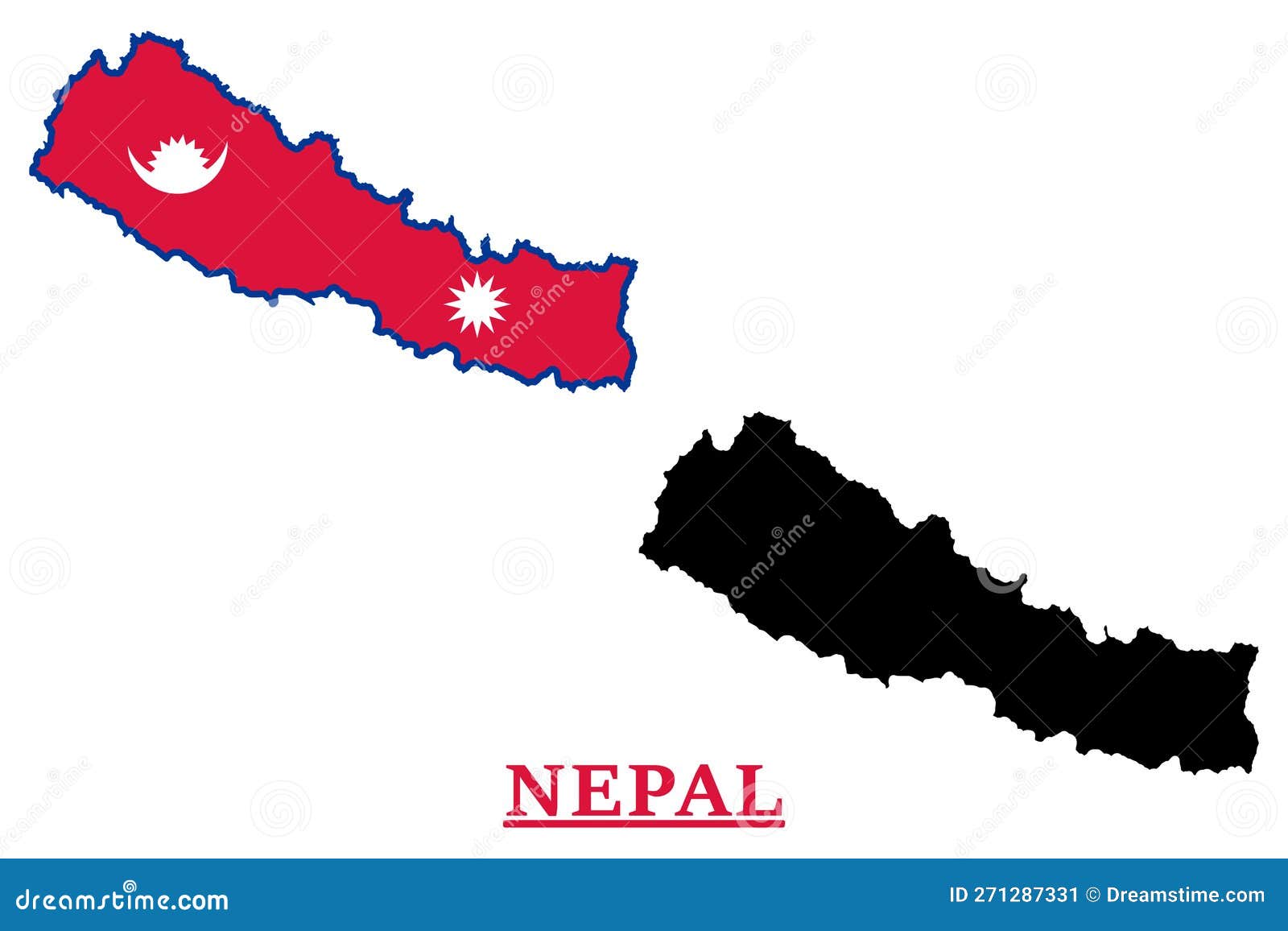 Nepal National Flag Map Design, Nepal Country Flag Inside The Map ...