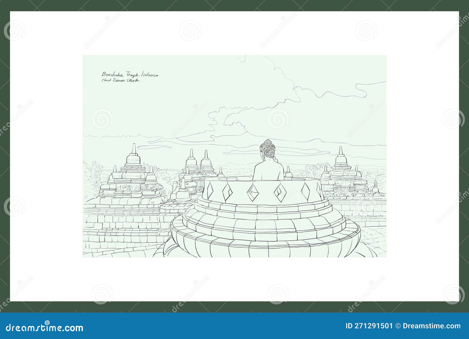 HAND DRAWN CANDI BOROBUDUR stock illustration. Illustration of buddha ...