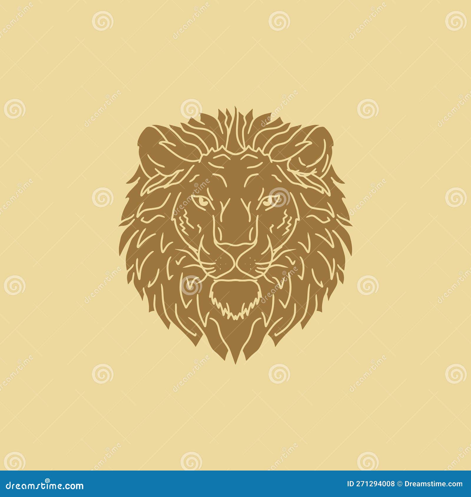 Illustration Hand Drawing Gold Head Lion Vector Stock Vector ...