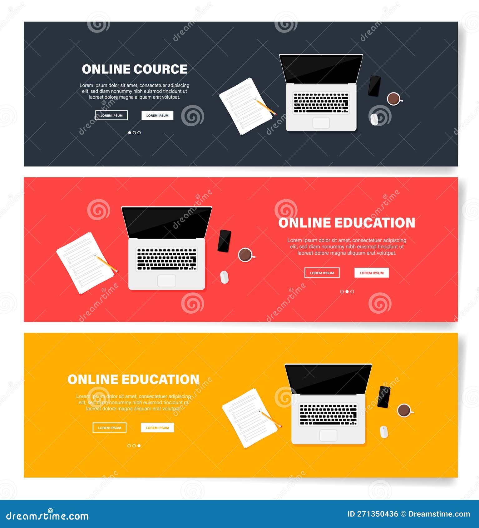 Set of Banners for Online Education and Courses. Vector Illustration ...
