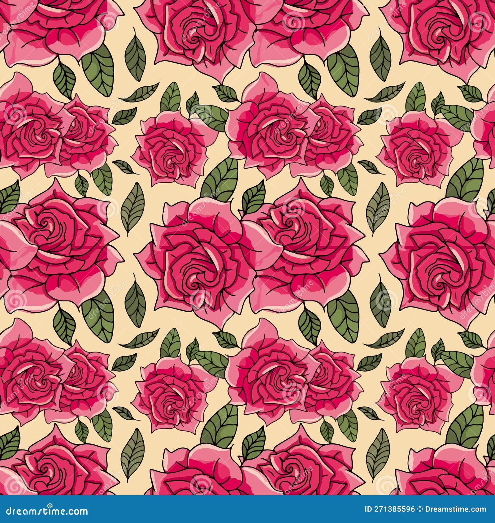 Red Rose Flowers Pattern Repeat Vector Background Stock Vector ...