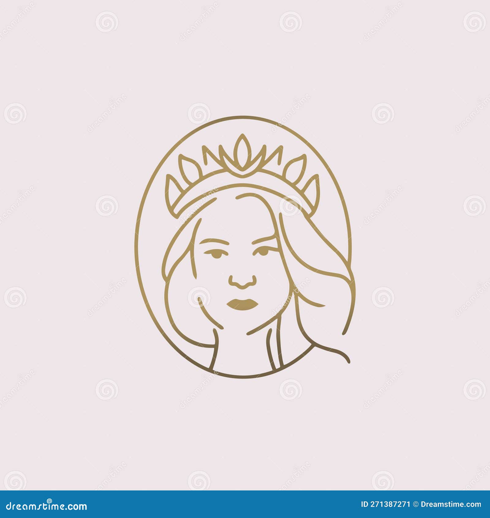 Beauty Lady with Crown Logo Salon Stock Vector - Illustration of badge ...