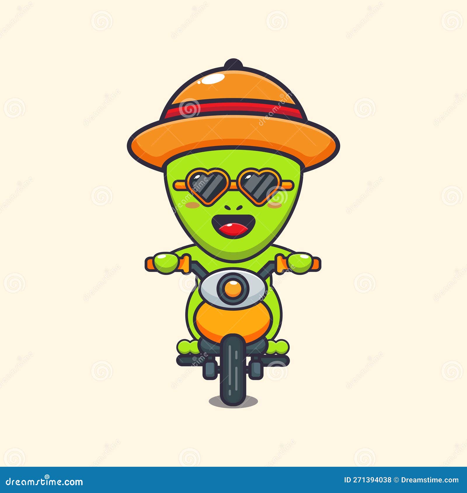 Cool Alien with Sunglasses Riding a Motorcycle in Summer Day. Stock ...