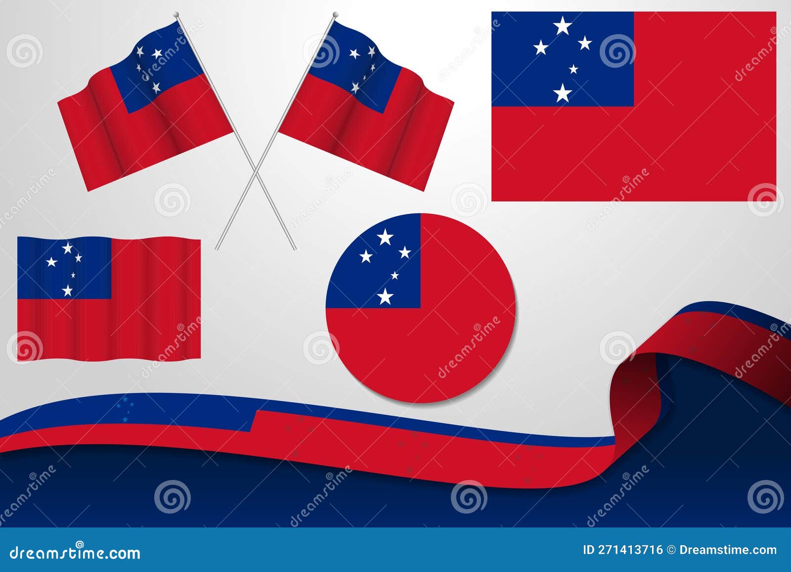Set of Samoa Flags in Different Designs Stock Vector - Illustration of ...