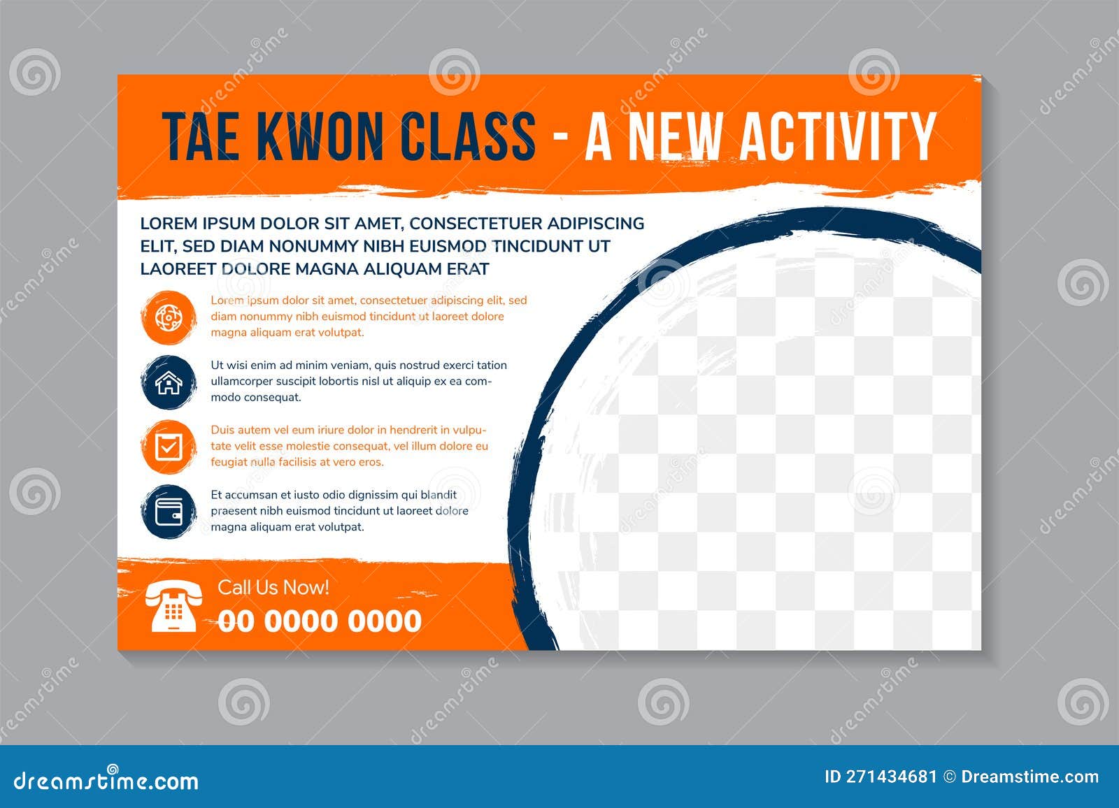 Tae Kwon Do Class, A New Activity Flyer Design Template Cartoon Vector ...