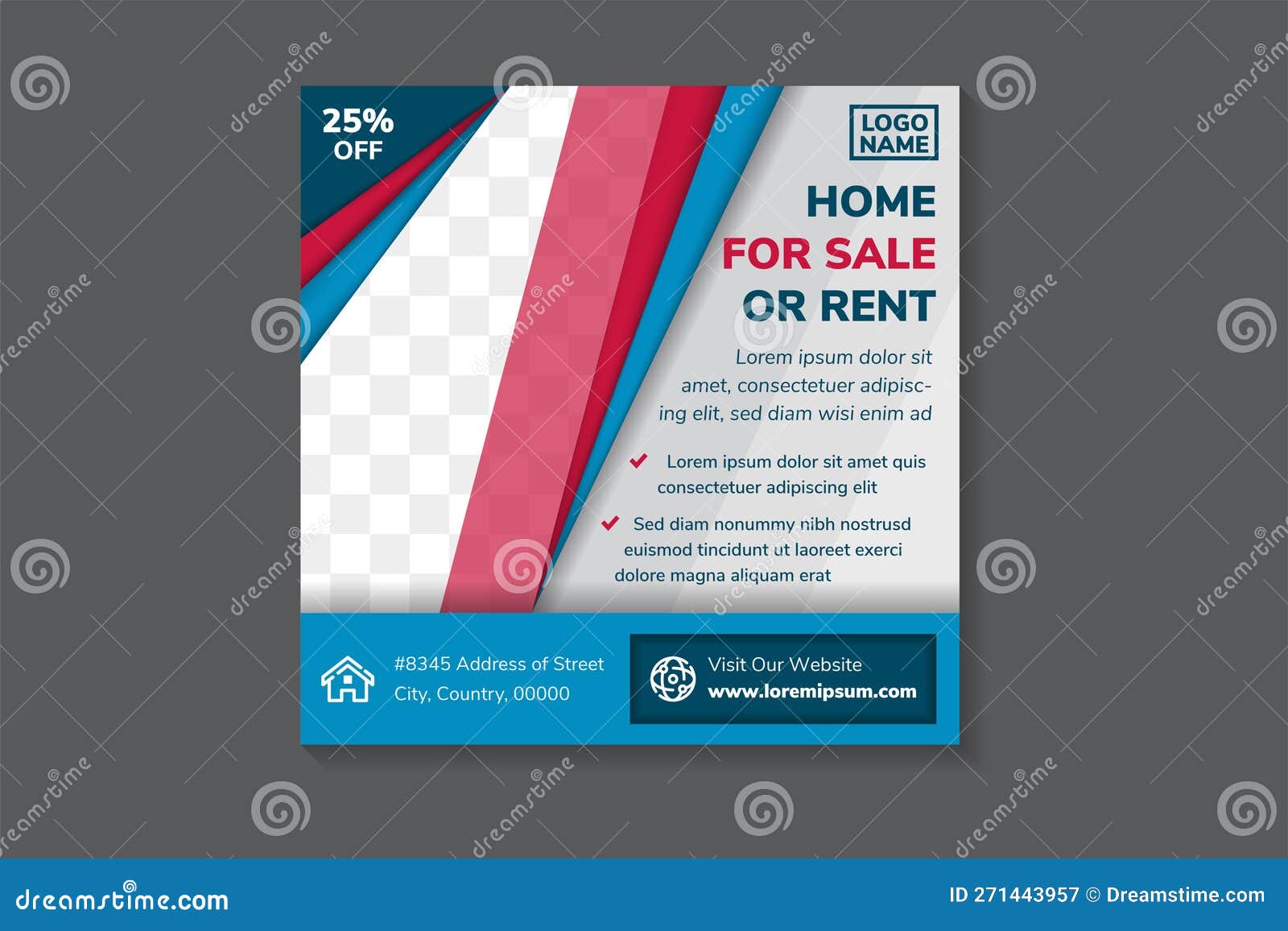 Home Real Estate Property Square Banner for Social Media Sale or Rent ...