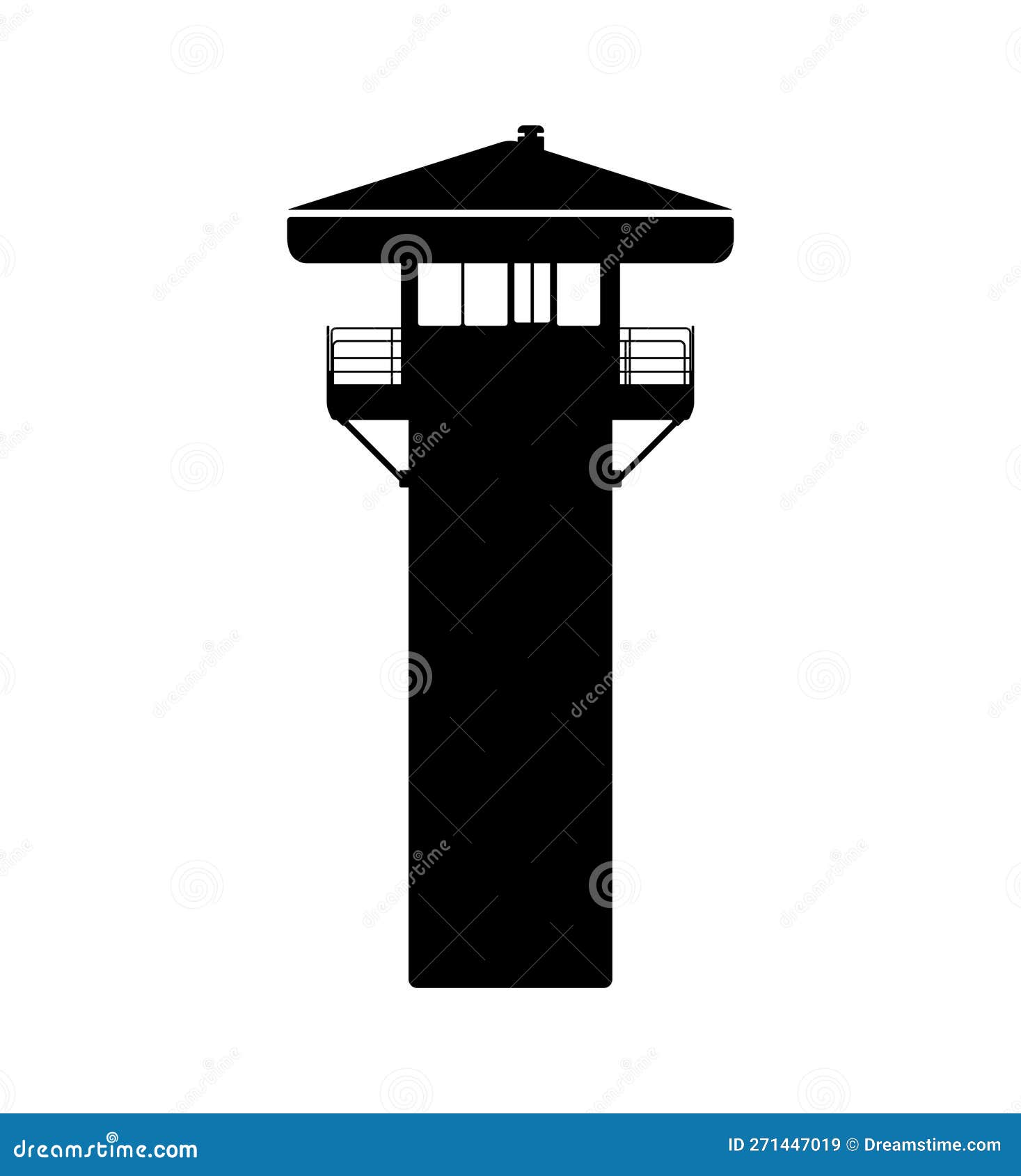 Prison Tower Silhouette, Watchtower Jail Checkpoint Overlook Vector ...