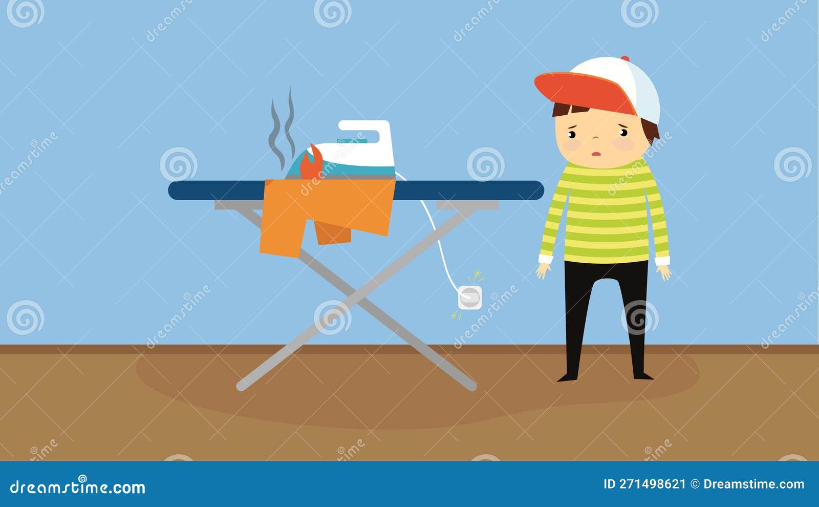 Girls Ironing Clothes And Cleaning TV Screen Using Feather Duster. Kids ...