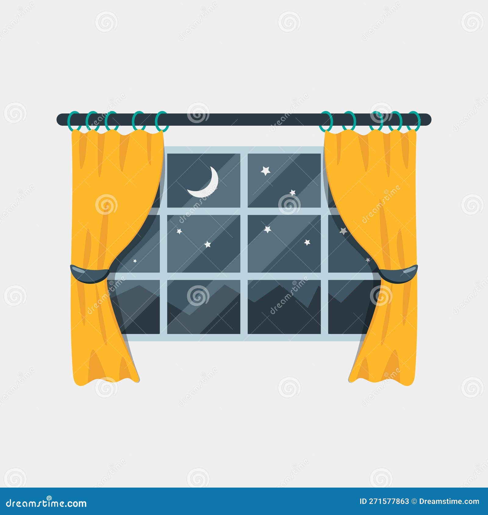 Window Curtains Night Out Moon Stars Home Sleep Rest Theme Background ...