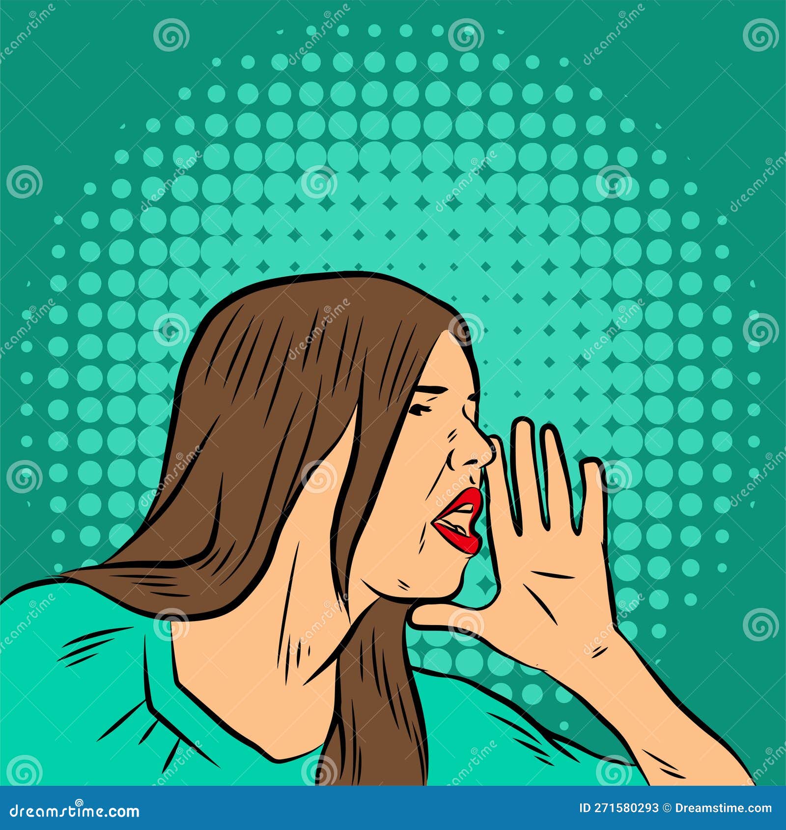 Illustration of Female Shouting or Yelling Announcing or Promoting ...