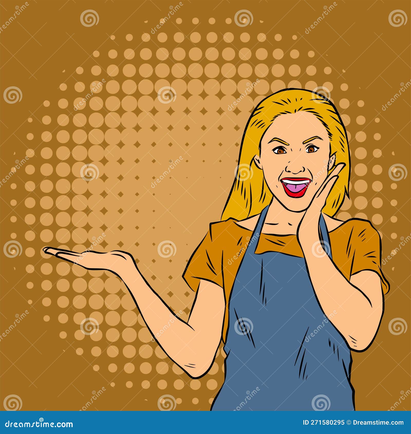 Illustration of a Female Cooker Wearing Apron in Presenting Gesture ...