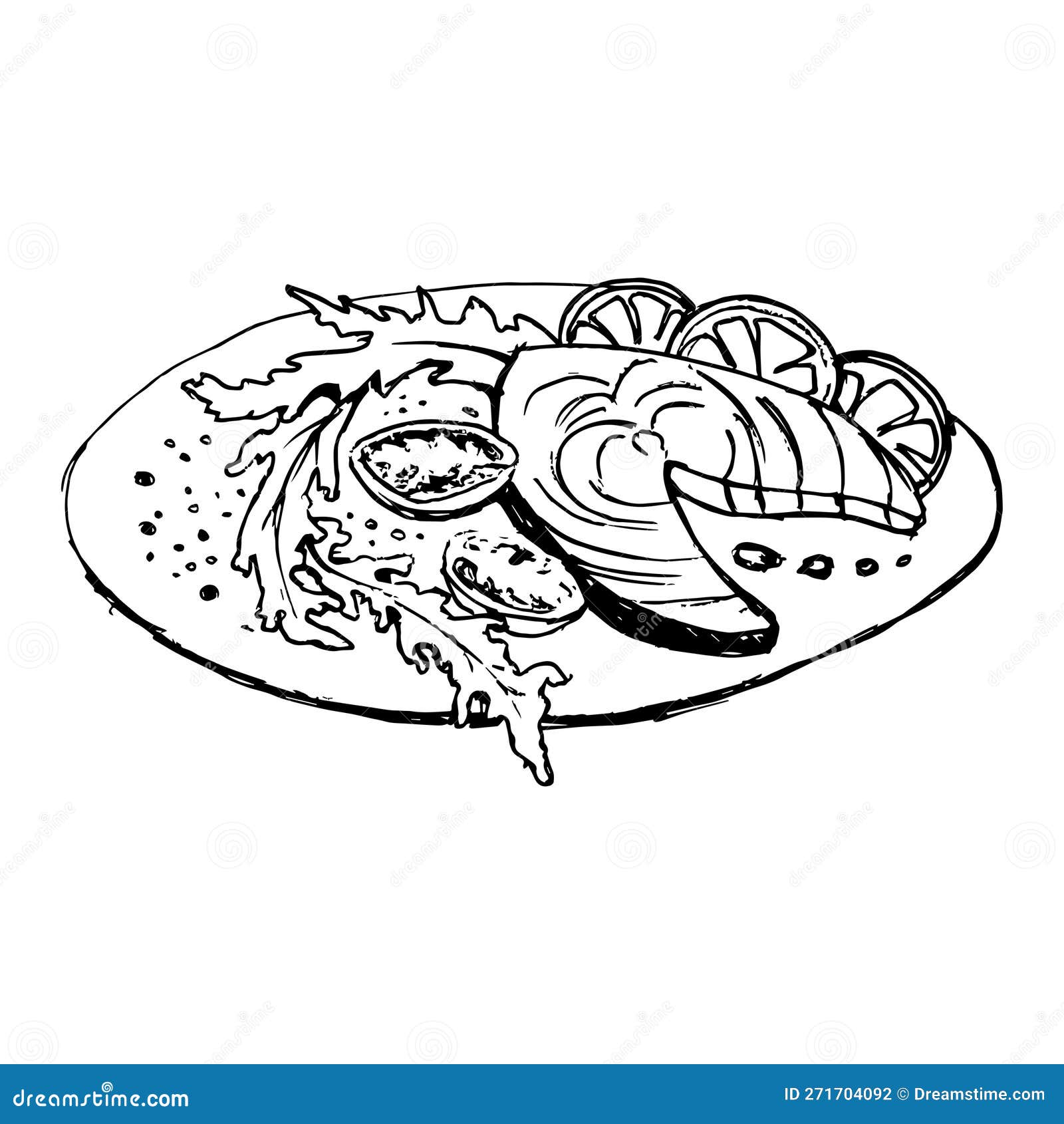 Grilled Fish Drawing