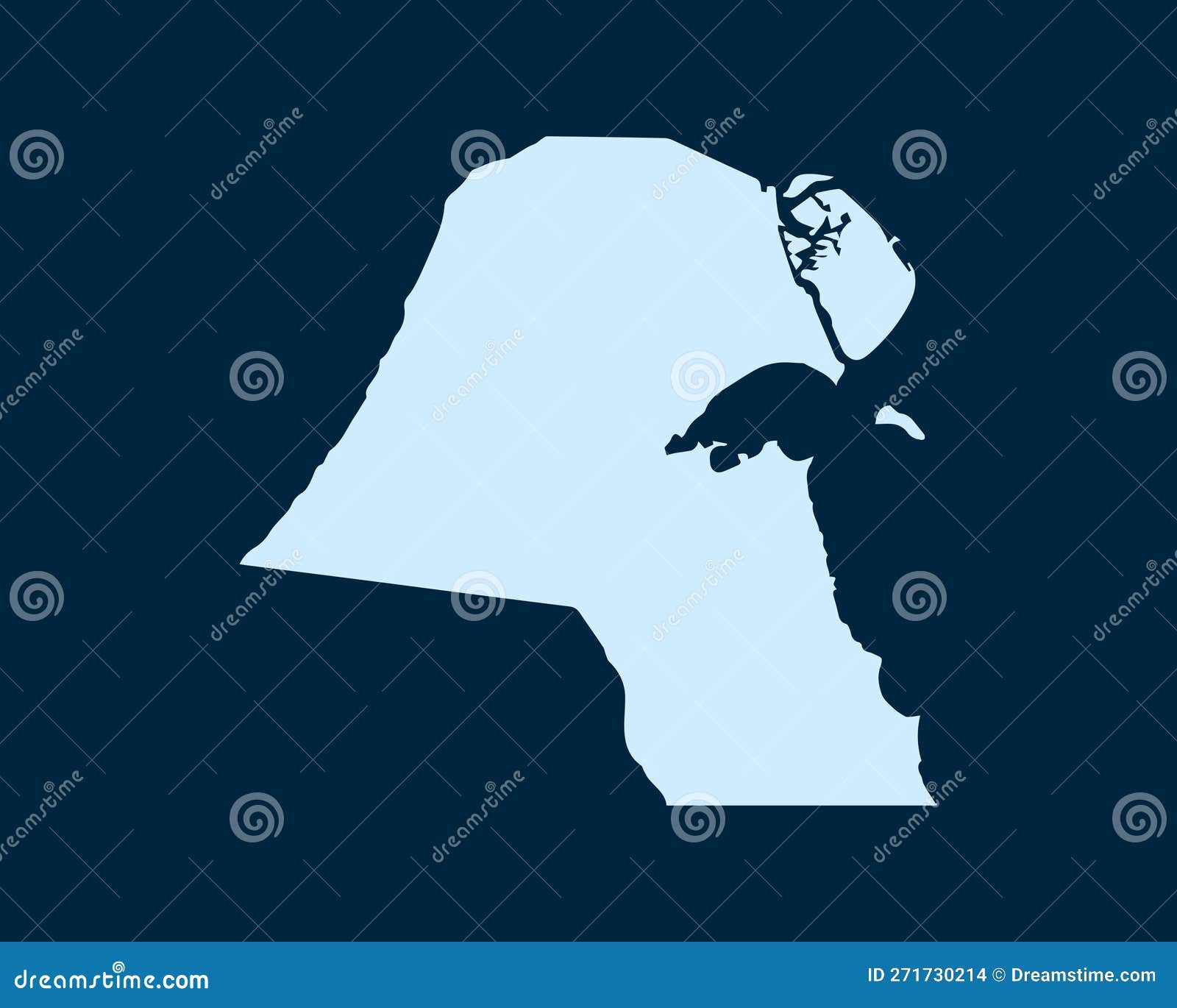 Light Blue Design Concept of Country Kuwait Map Isolated on Dark Green ...