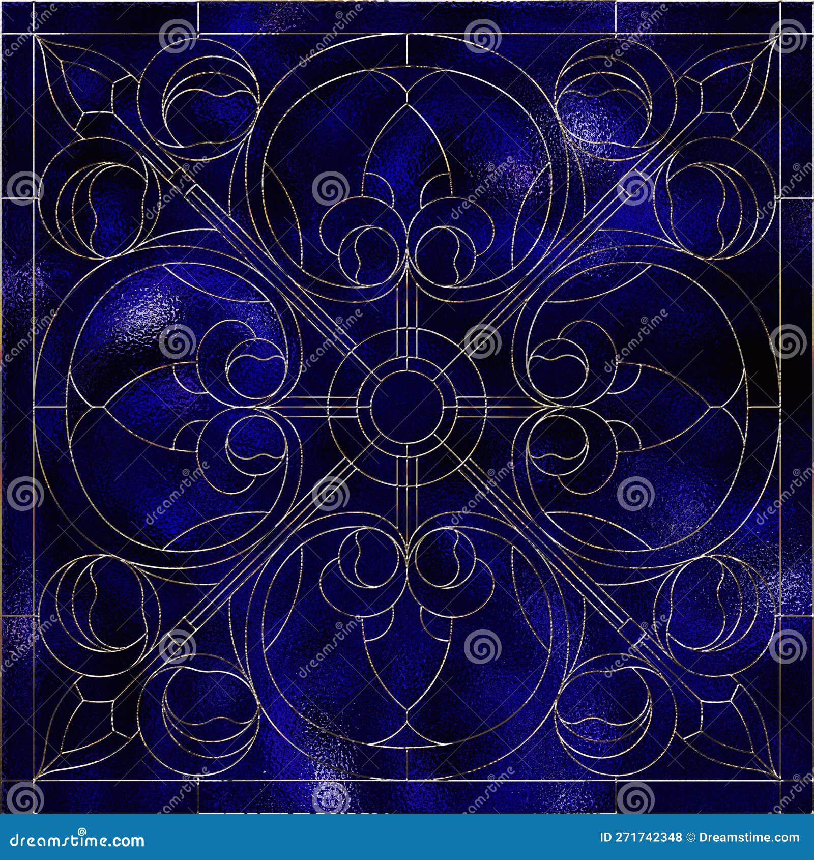 Lily Flower Geometric Pattern. Window on the Ceiling in Square Frame ...