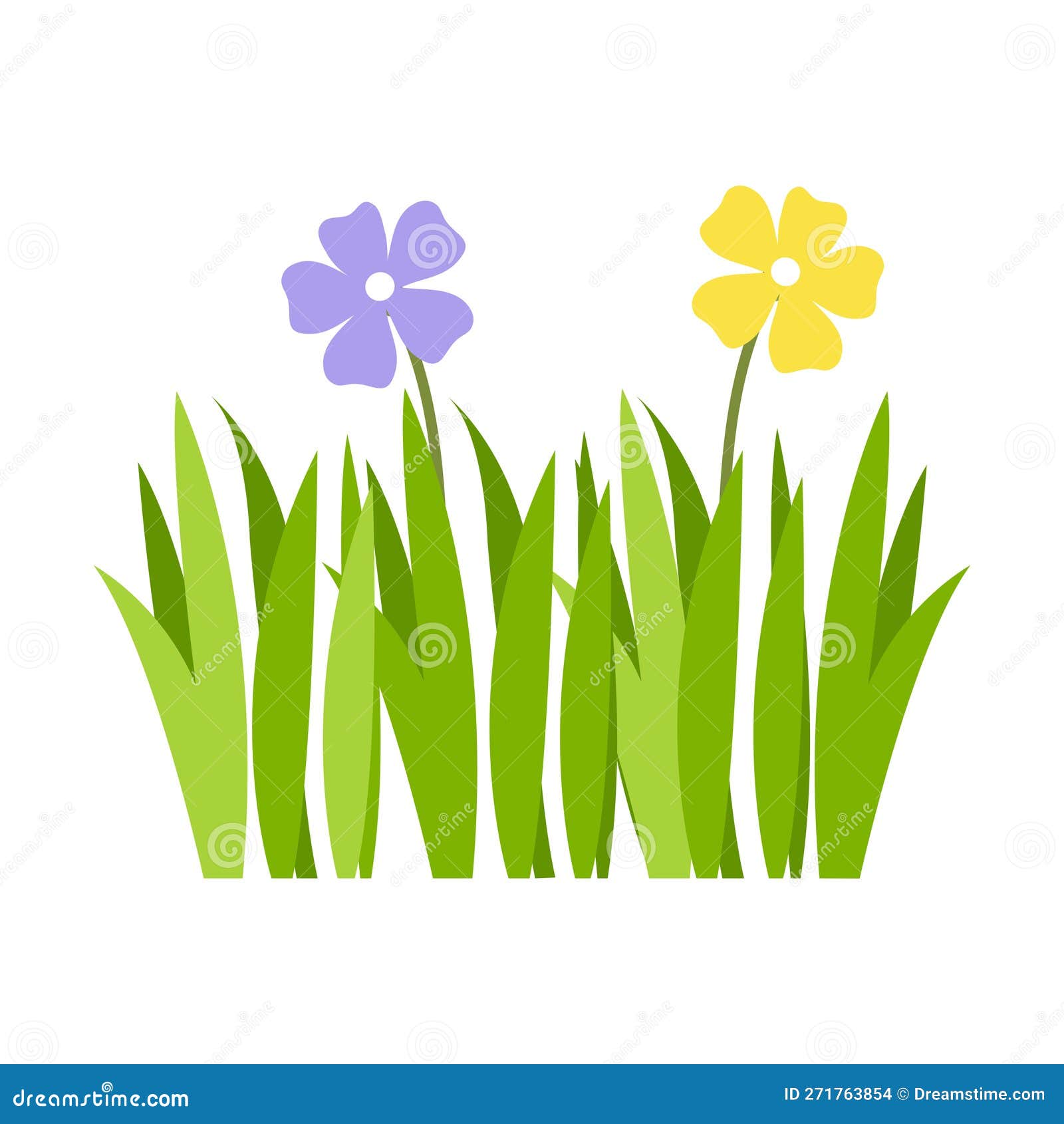 Grass Illustration with Flowers Stock Vector - Illustration of flower ...