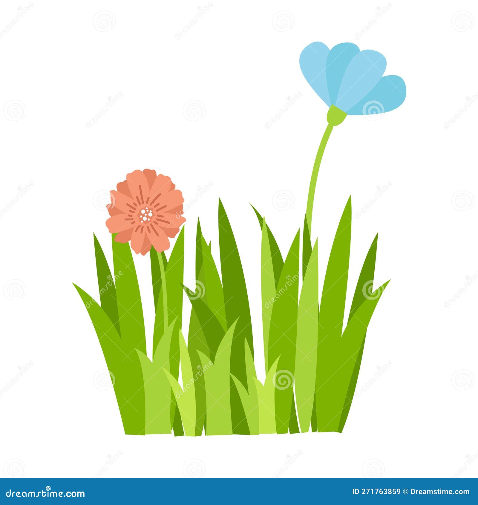 Grass Illustration with Flowers Stock Vector - Illustration of natural ...