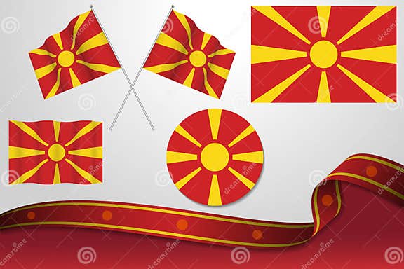 Set of North Macedonia Flags in Different Designs Stock Vector ...