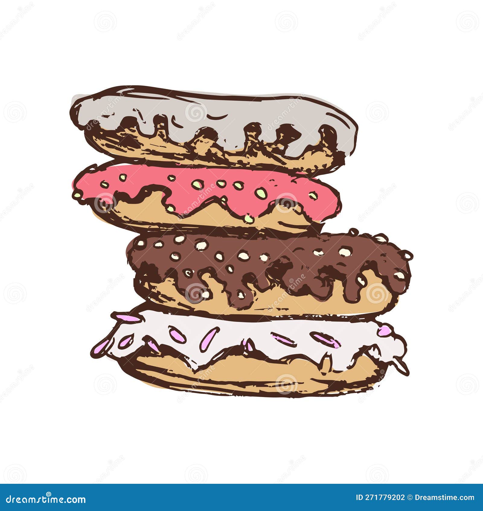Multi-colored Donuts Lie on Top of Each Other. Stock Vector ...