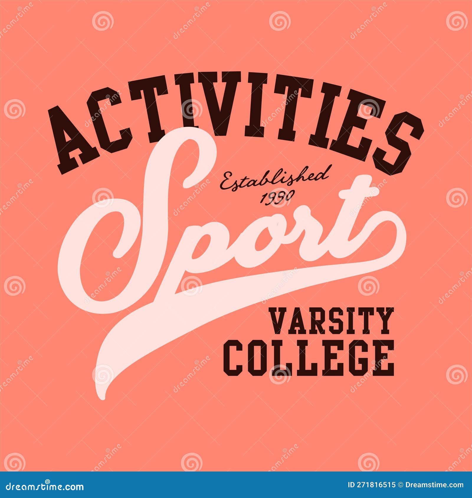 Activities Varsity College Vintage Design Sports T-shirts Stock Vector ...