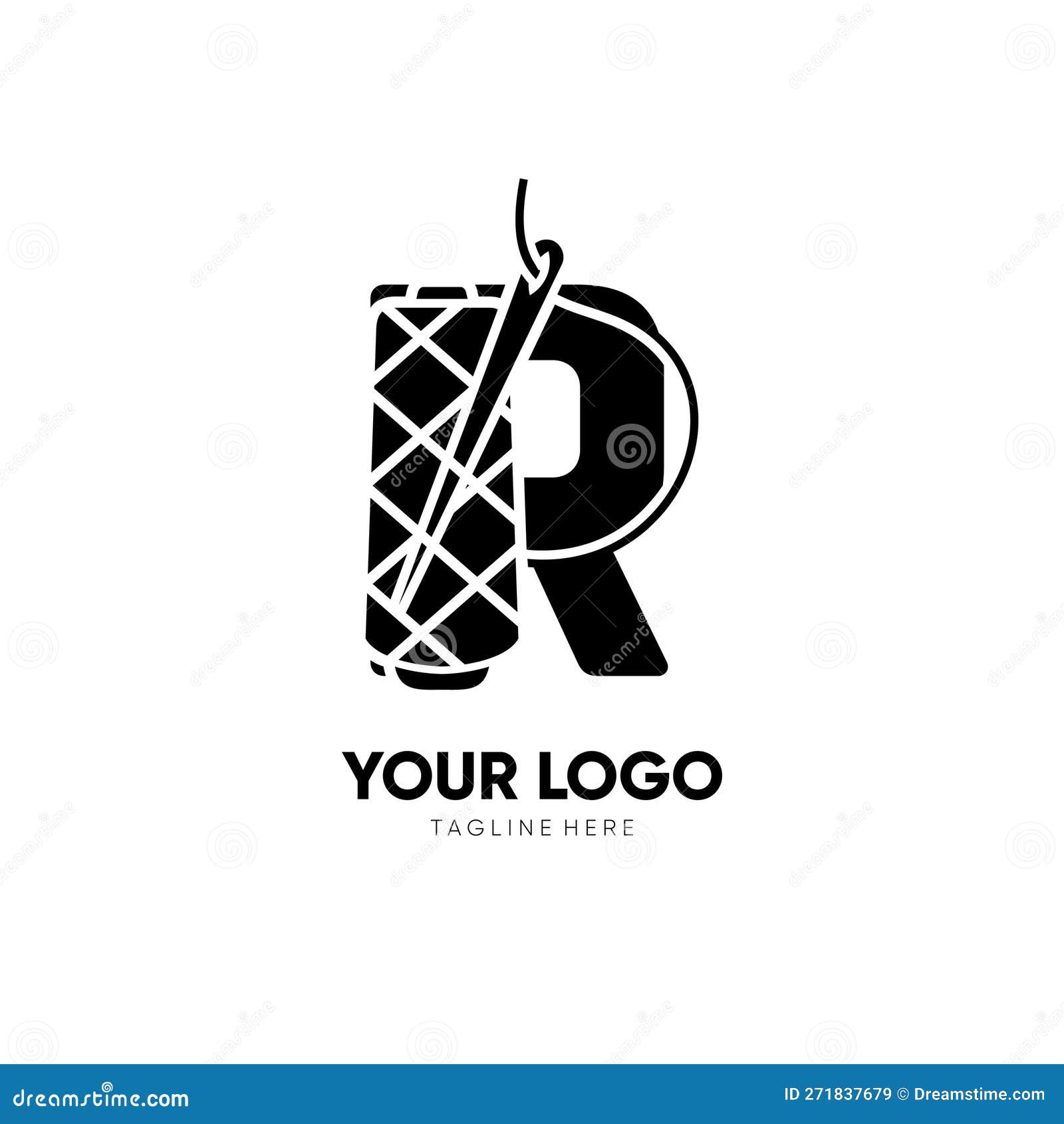 Letter Initial R Sewing Thread Logo Design Vector Icon Graphic Emblem ...