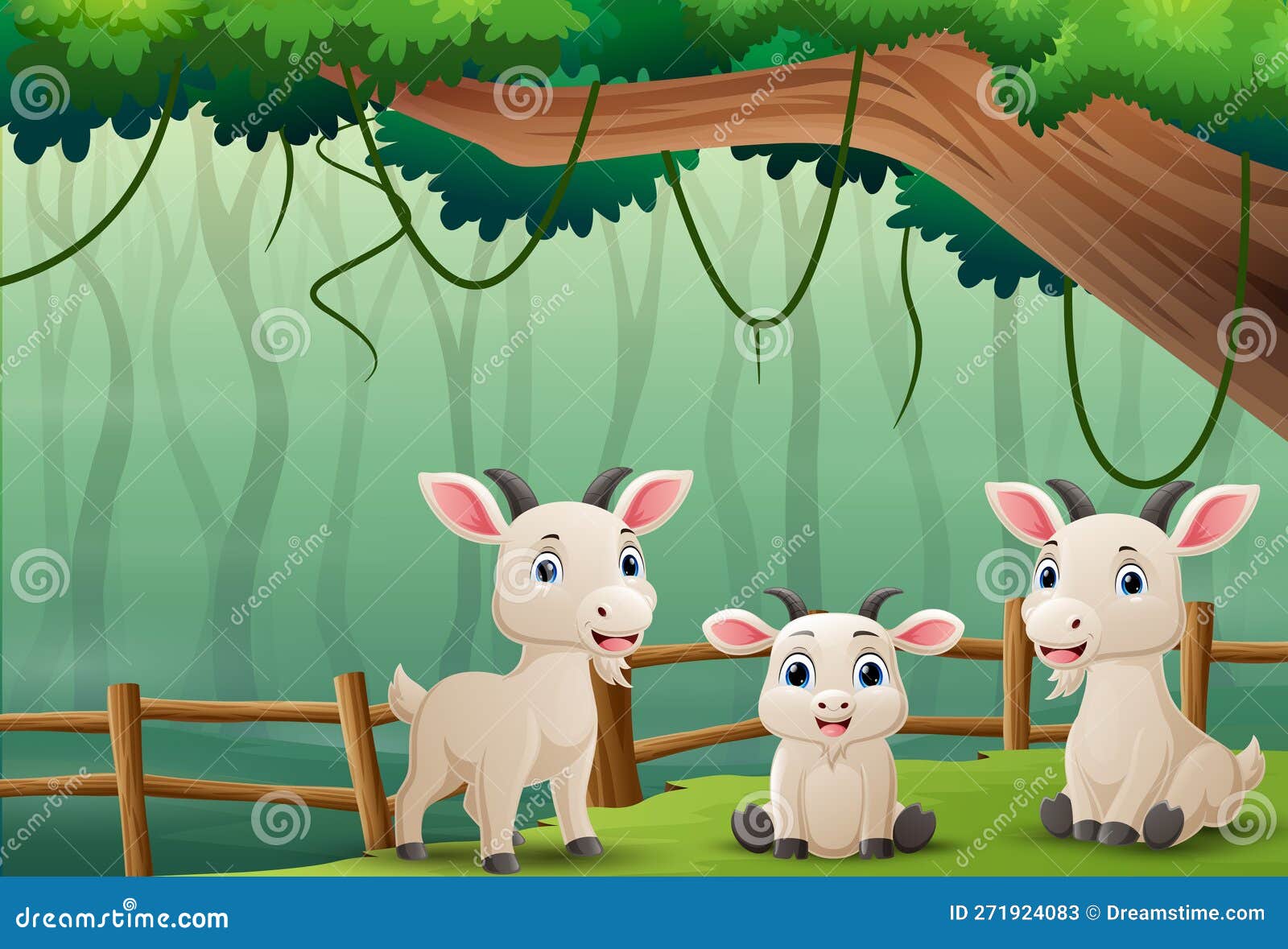Cartoon Goats Farm Animal Characters Set Coloring Page | CartoonDealer ...