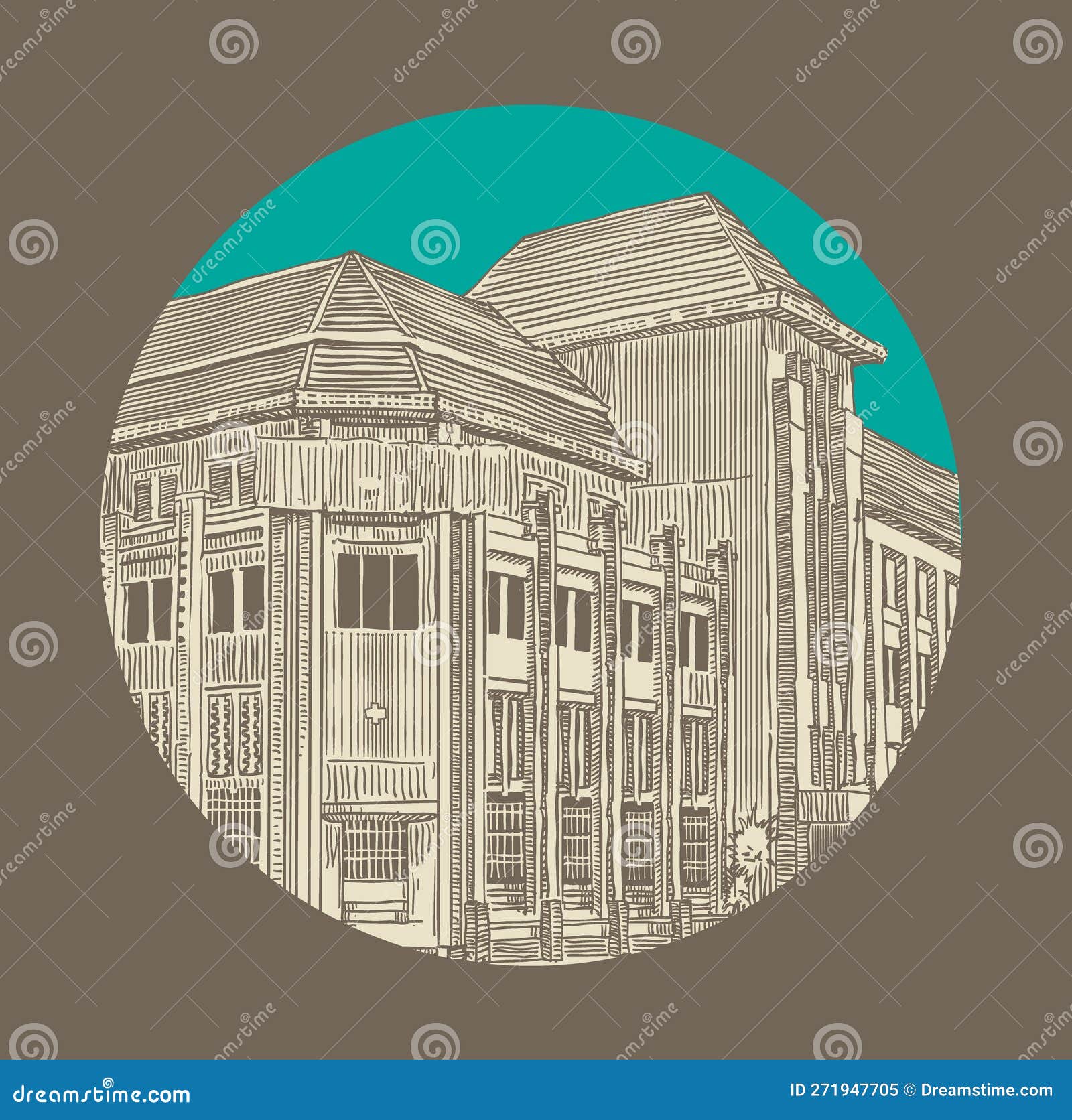 Hand Drawn Historical Building Vector Illustration Stock Vector ...