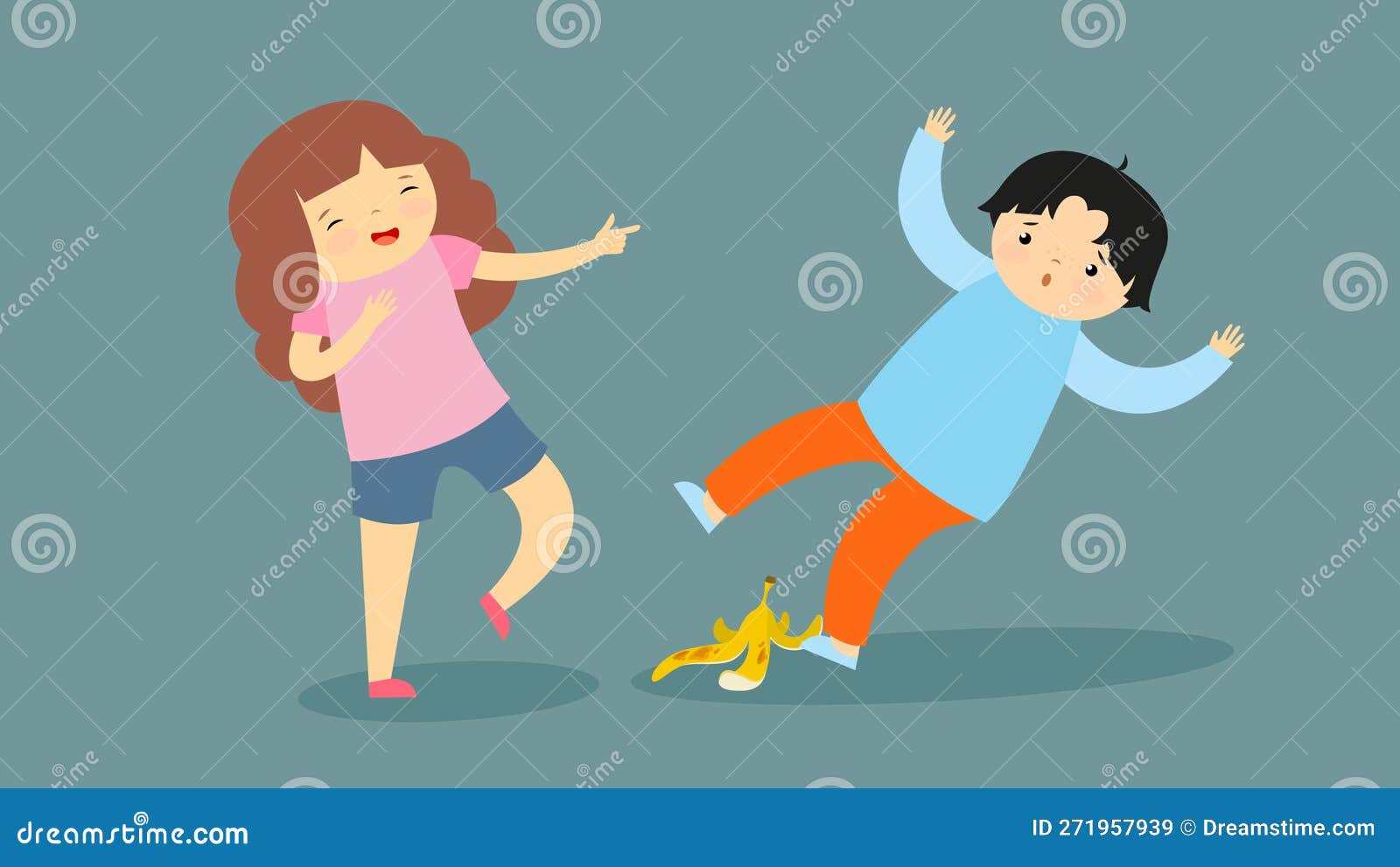 Girl Slipping On Clean Slippery Floor Vector Illustration. Cartoon ...