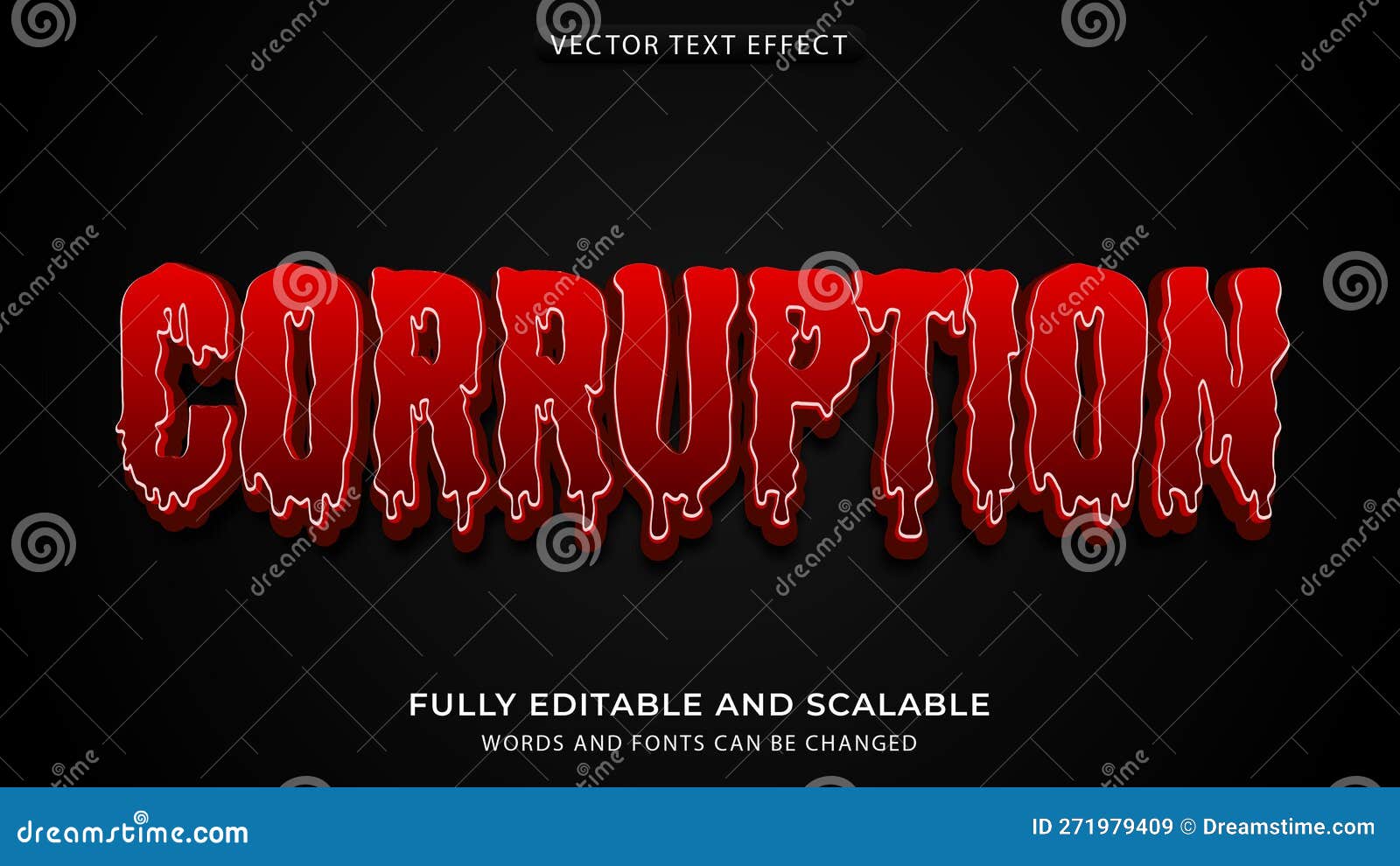 Spooky Text Effect Scary Corruption Editable Eps File Stock Vector ...
