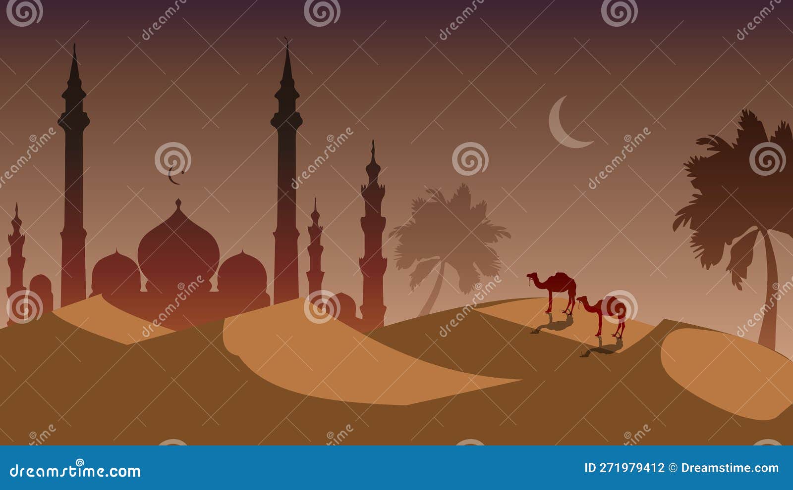 Illustration of the Desert of the Arabian Peninsula with Ornaments of ...