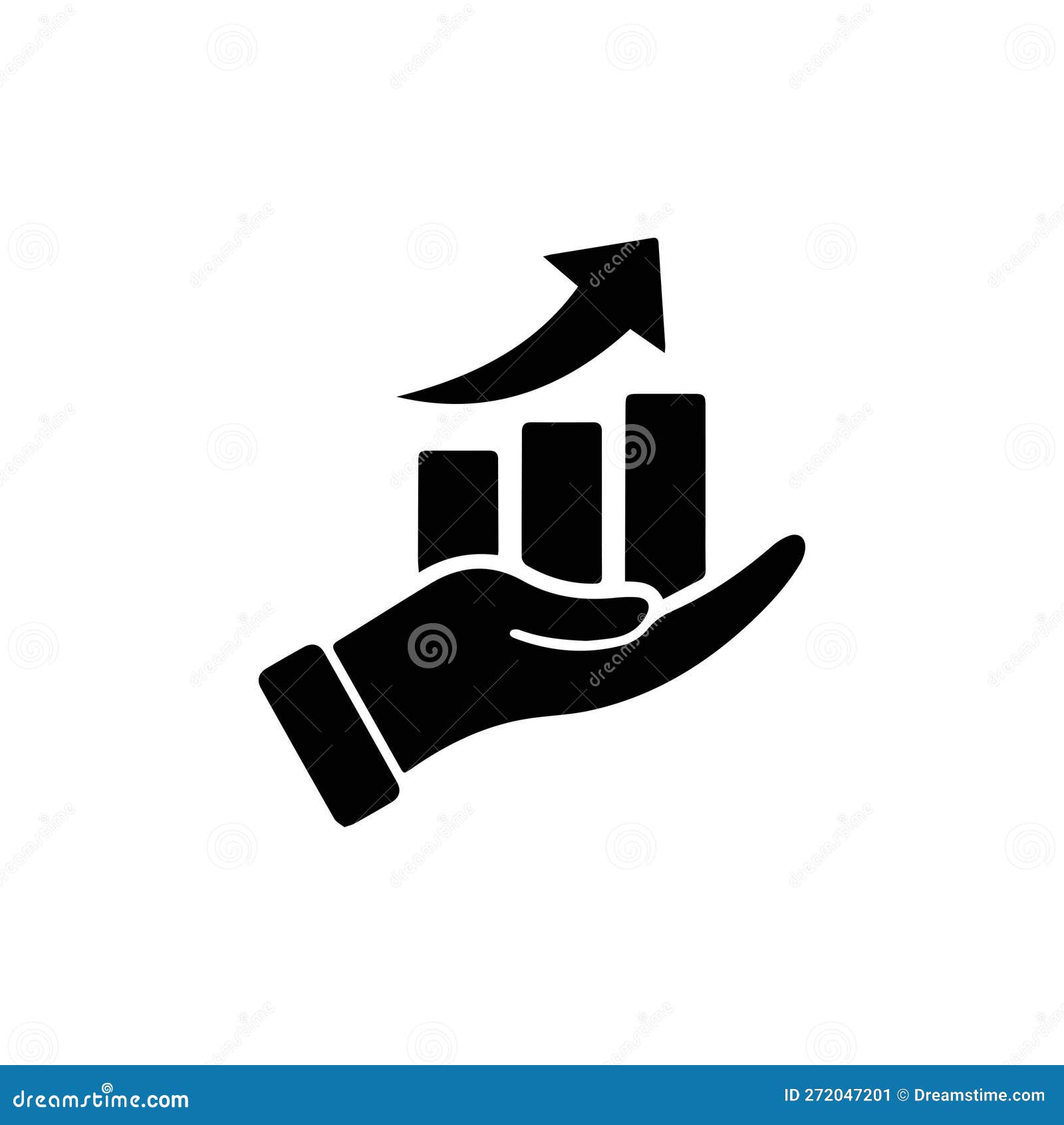 Growing Graph Icon on the Hand. Vector Growing Graph Icon on the Hand ...