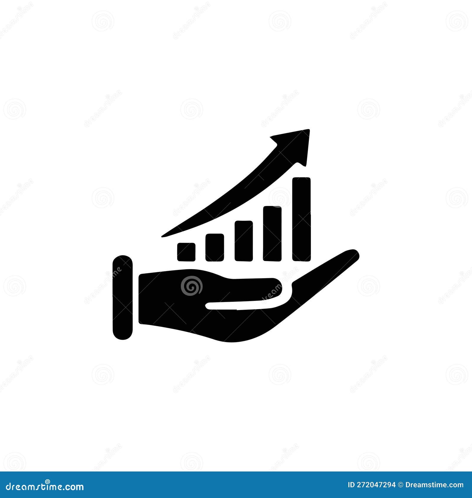Growing Graph Icon on the Hand. Vector Growing Graph Icon on the Hand ...
