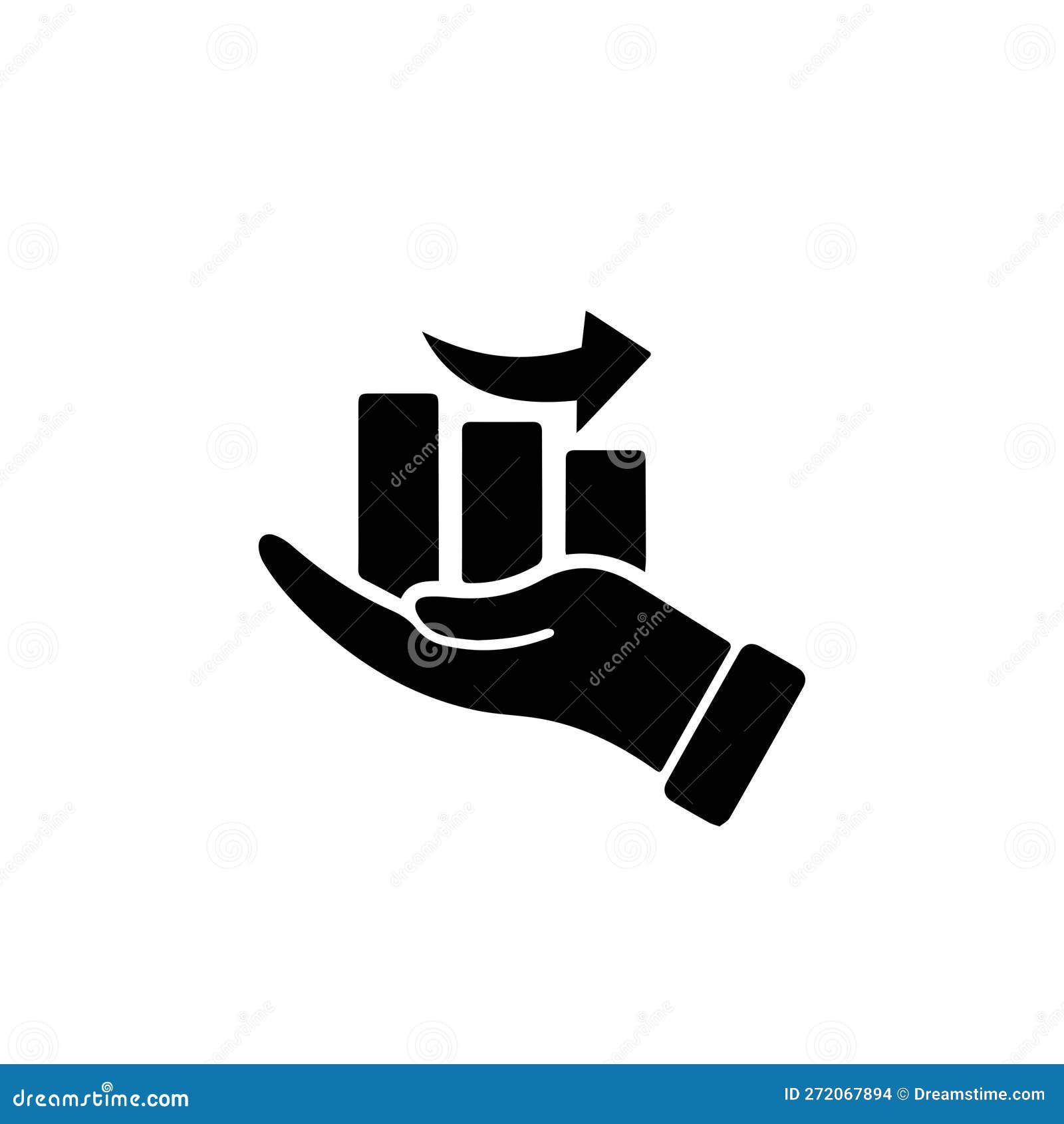 Growing Graph Icon on the Hand. Vector Growing Graph Icon on the Hand ...